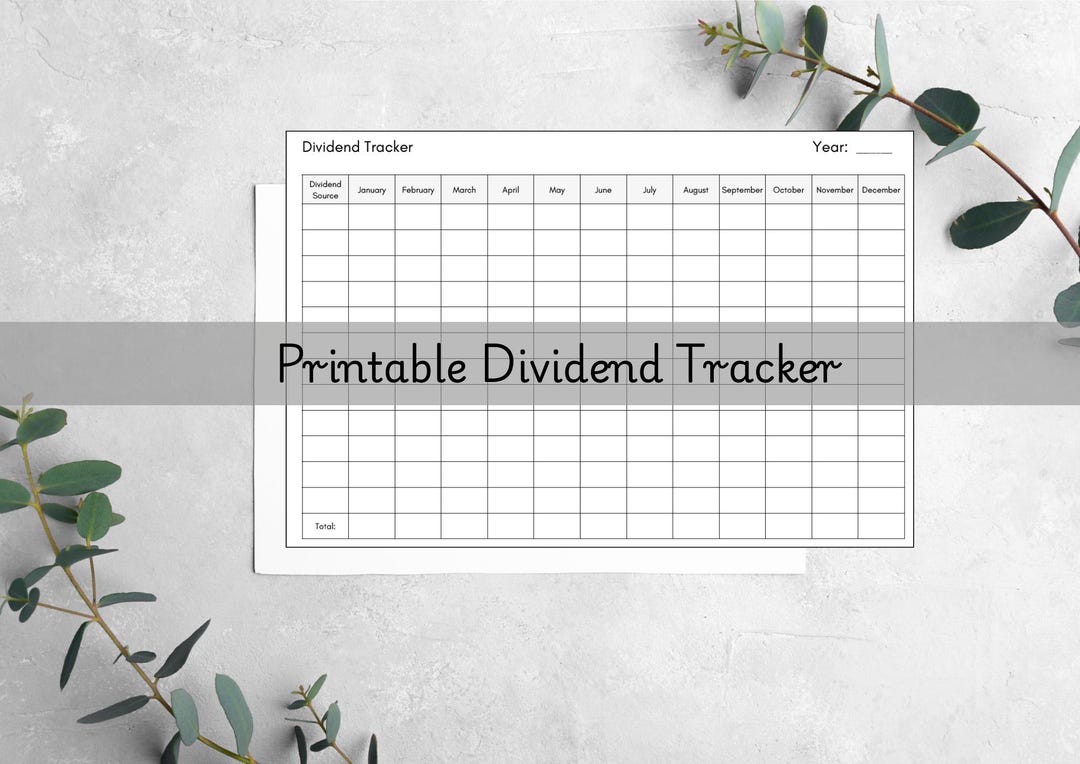 Dividend Tracker Instant Download & Print, Investment Dividends Tracker ...