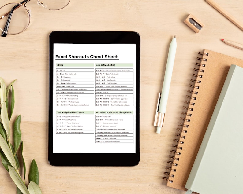 Excel Windows Shortcuts Cheat Sheet, Digital and Excel Cheatsheet ...