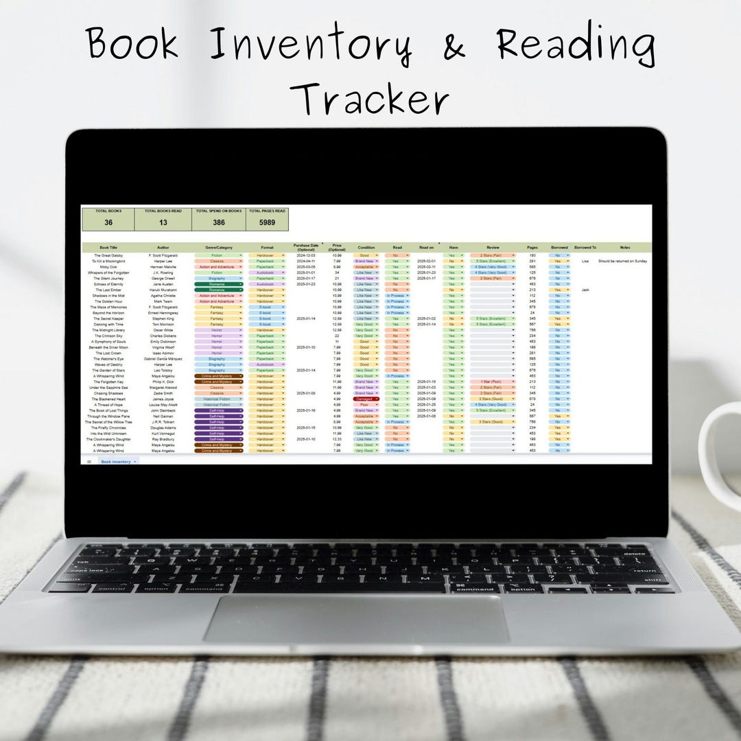 Book Inventory Tracker Template Sheet, Book Reading Tracker for Readers ...