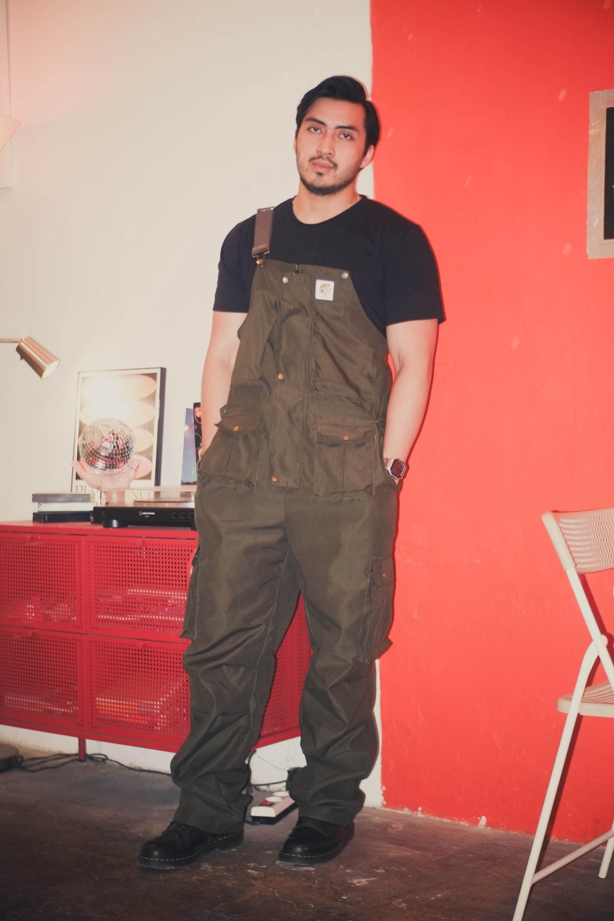 Men’s High Quality Overalls Army Green Adjustable Straps Multiple ...