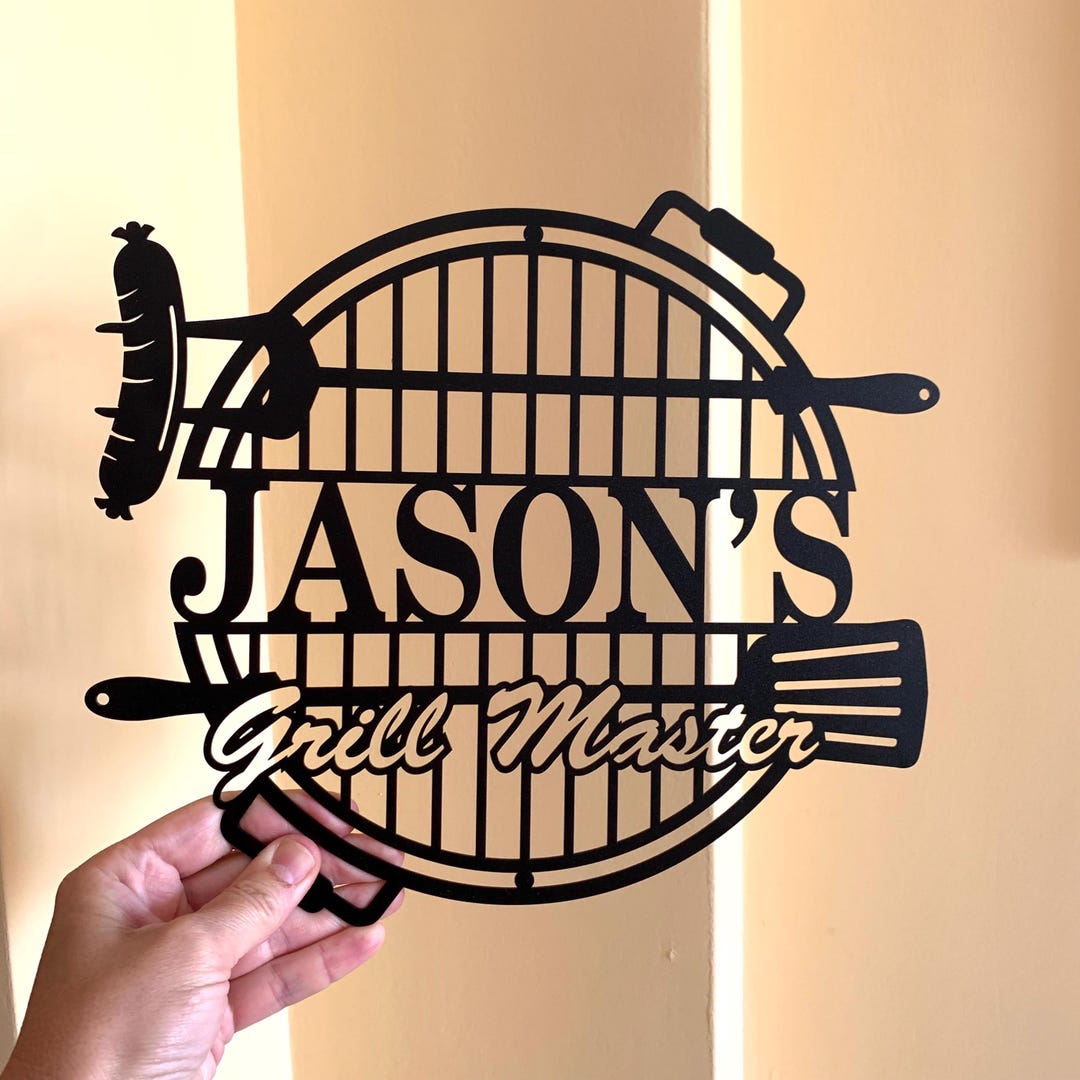 Personalized BBQ Metal Name Sign - Grill Master Outdoor Bar Decor - Man ...