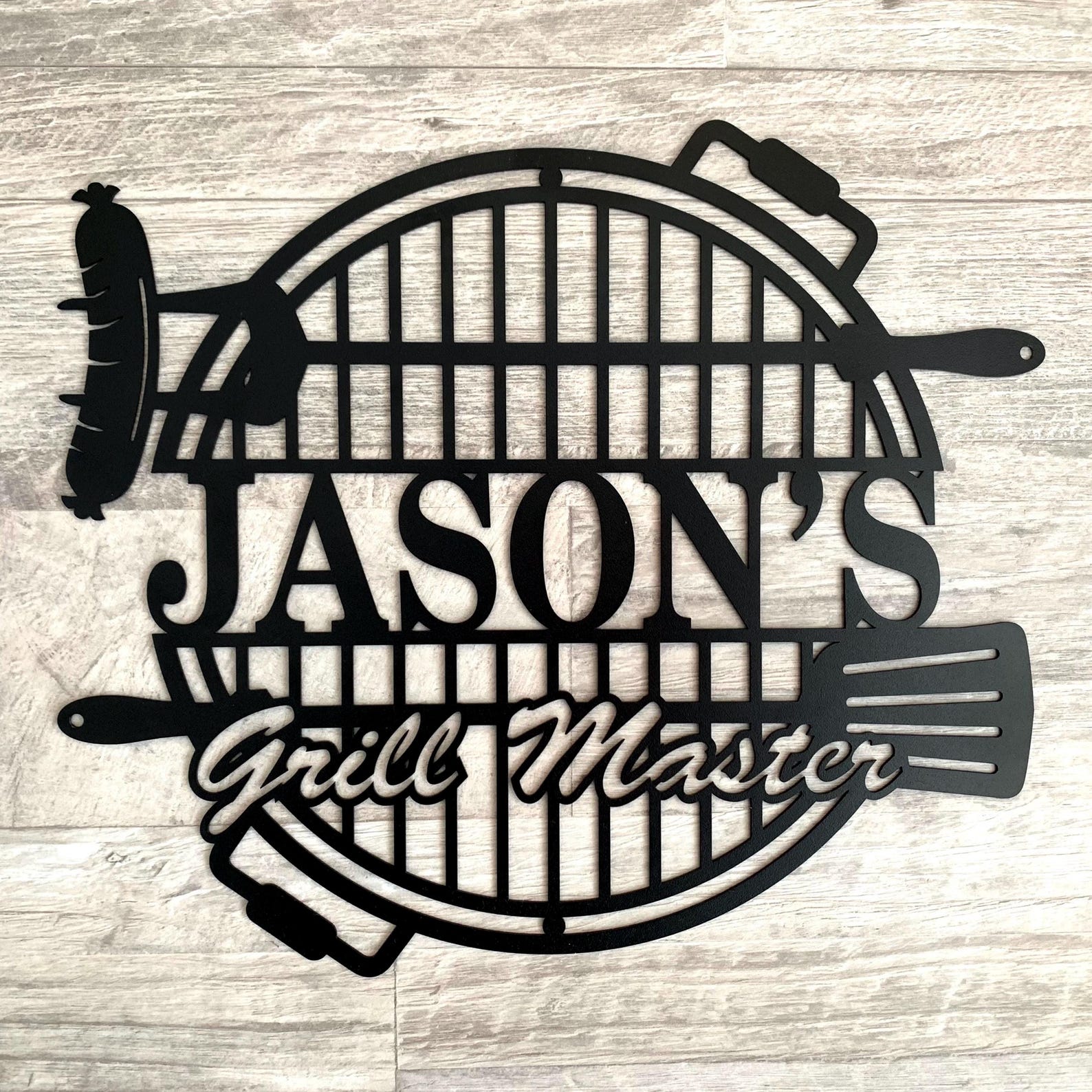 Personalized BBQ Metal Name Sign - Grill Master Outdoor Bar Decor - Man ...