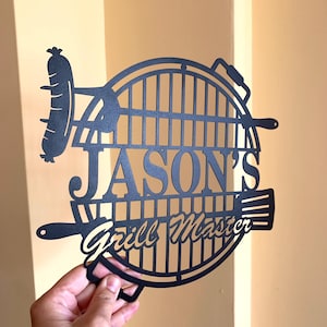 BBQ Metal Sign With Custom Name - Personalized Grill Master Sign ...