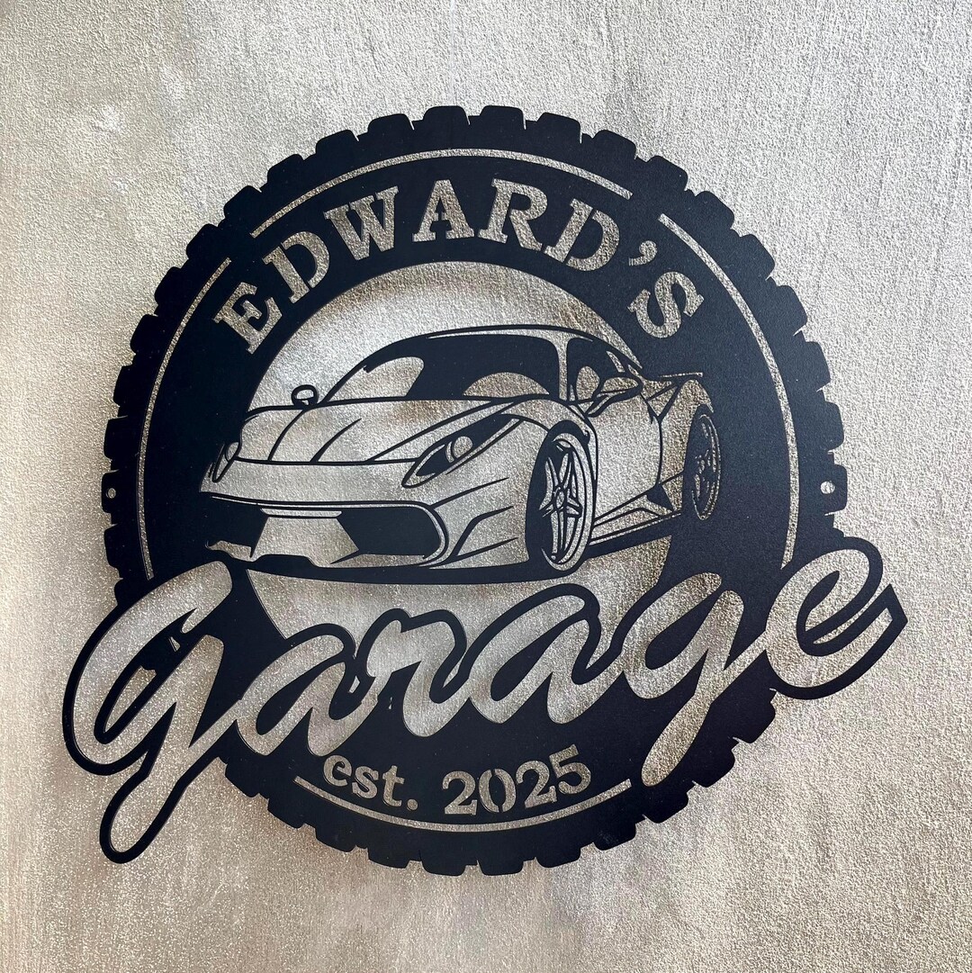 Custom Garage Name Sign, Metal Wall Art, Man Cave Decor, Personalized ...