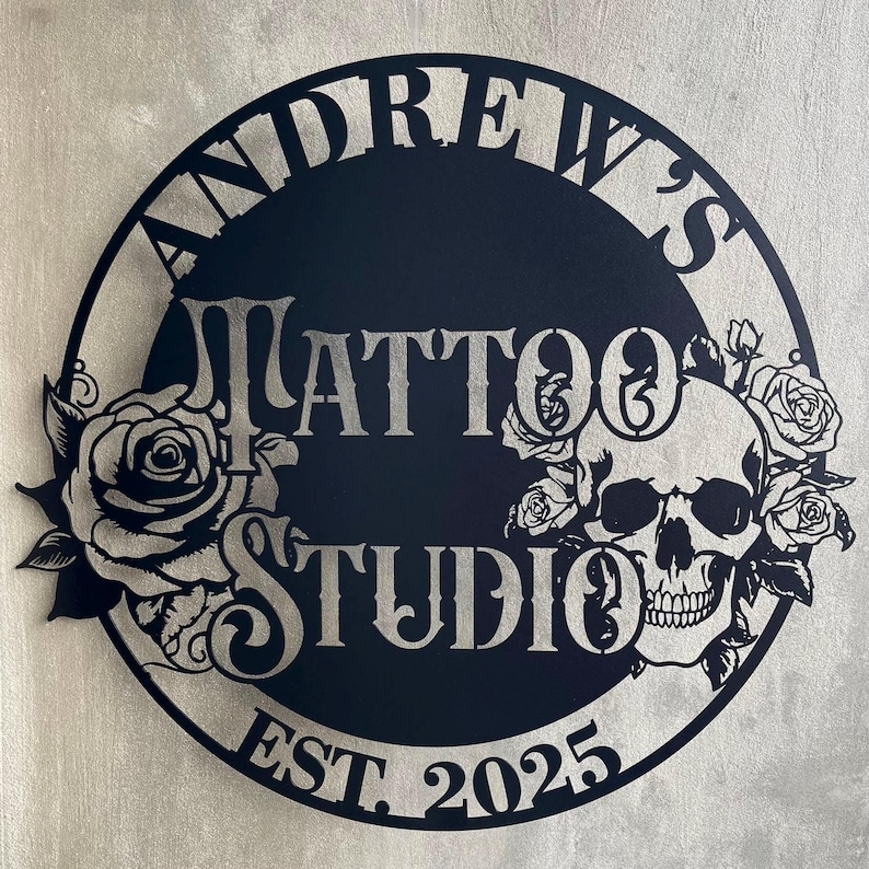 Personalized Tattoo Studio Metal Sign With Custom Name - Wall Art Decor ...