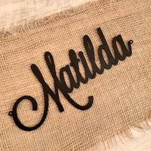 Personalized Metal Name Sign, Custom Laser Cut Script Words - Home or ...