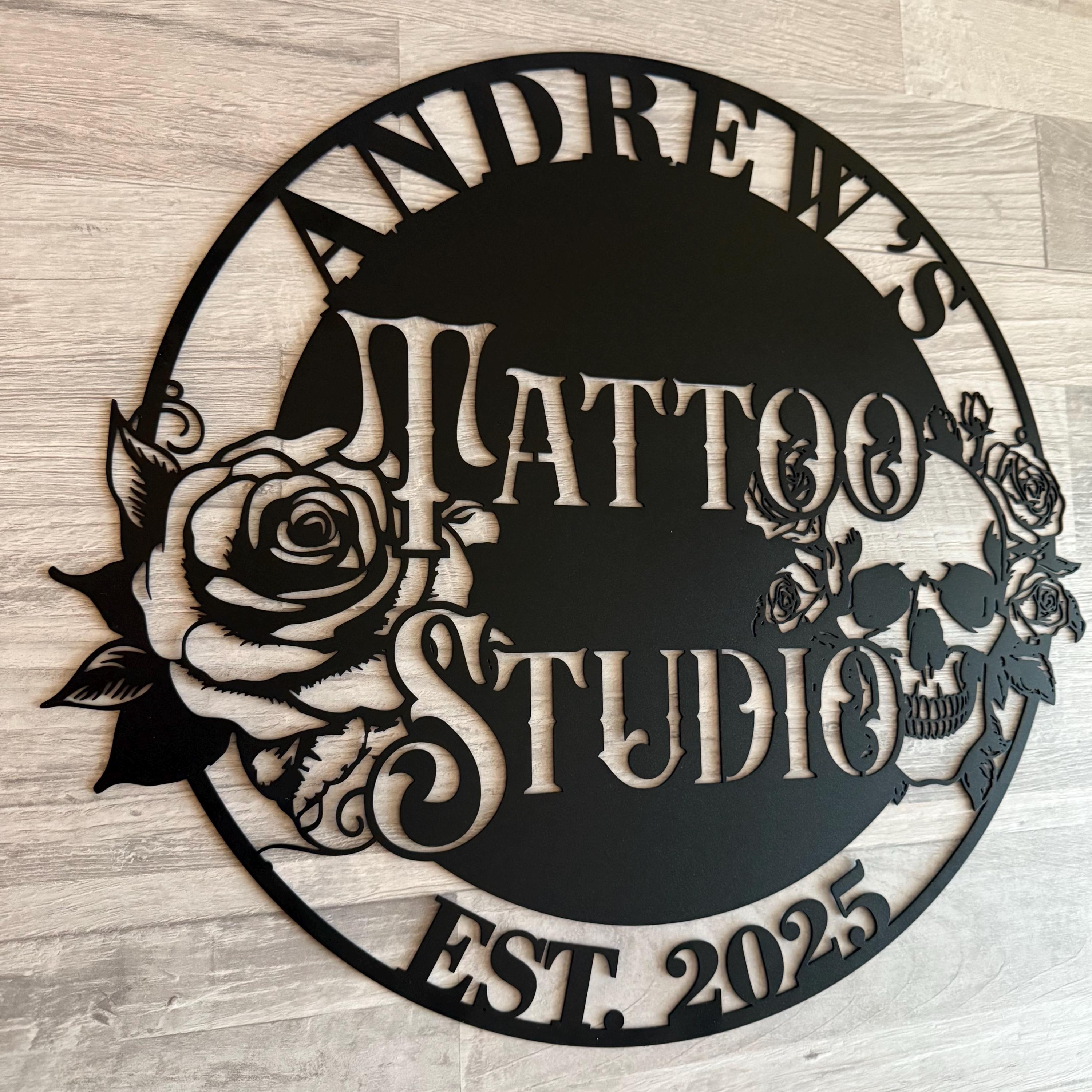 Personalized Tattoo Studio Metal Sign With Custom Name - Wall Art Decor ...