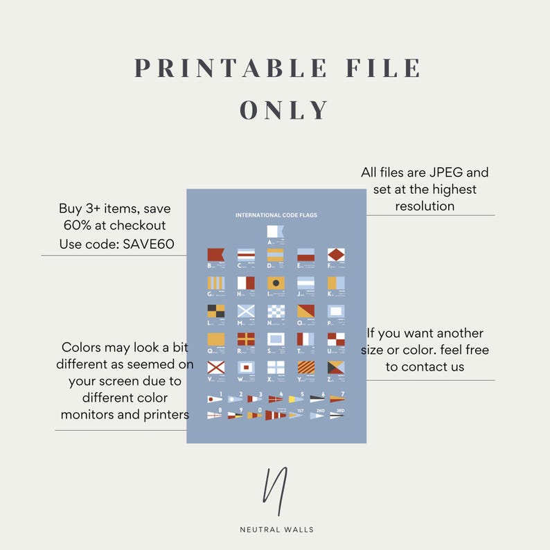 Nautical Flags Alphabet & Morse Code Print: Maritime Decor (digital ...