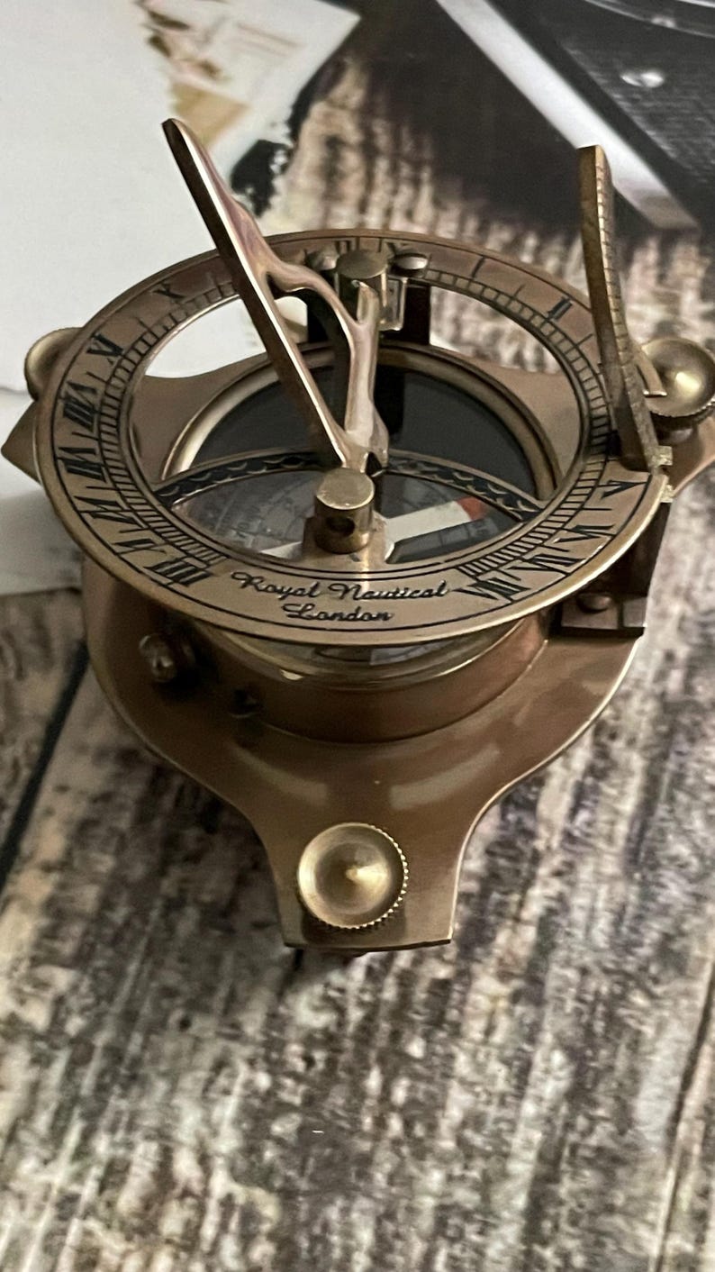Personalized Brass Sundial Compass With Engraved Teak Box - Etsy