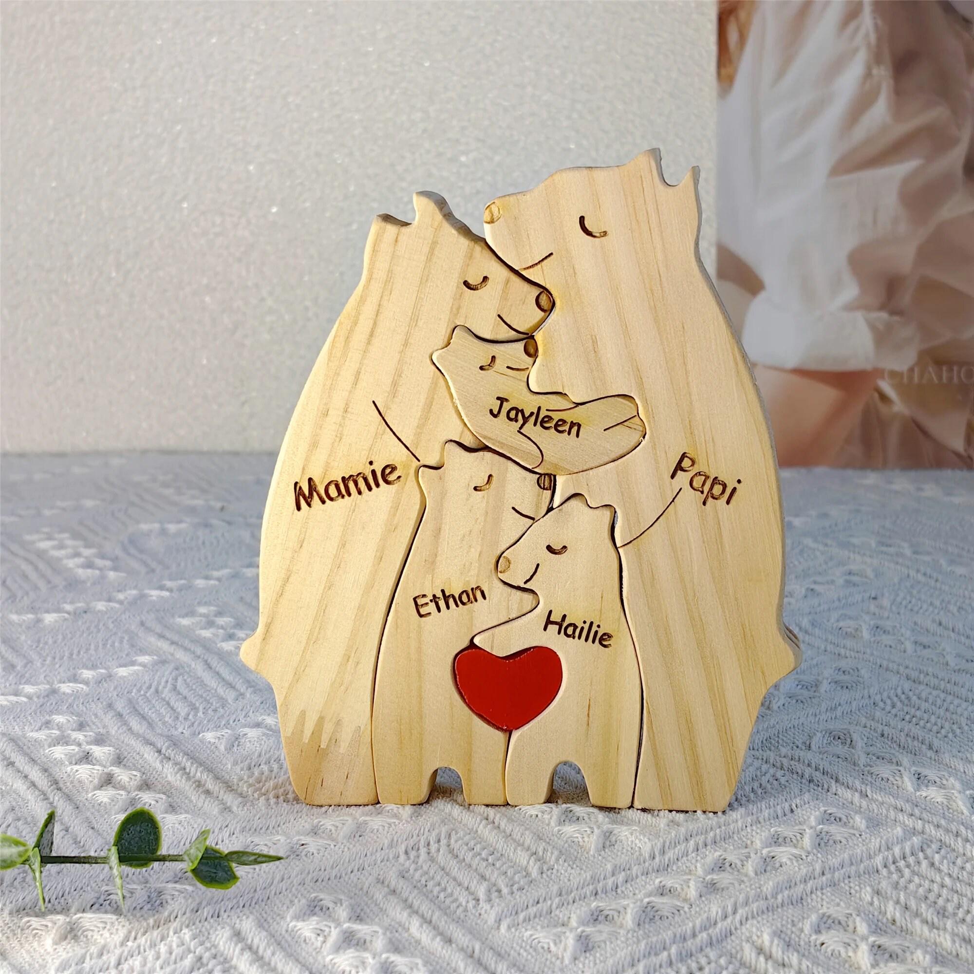 Custom Engraved Wooden Bear Family Puzzle – Personalized Keepsake for ...