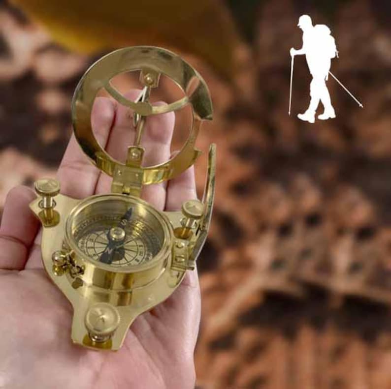 Personalized Brass Sundial Compass With Engraved Teak Box - Etsy