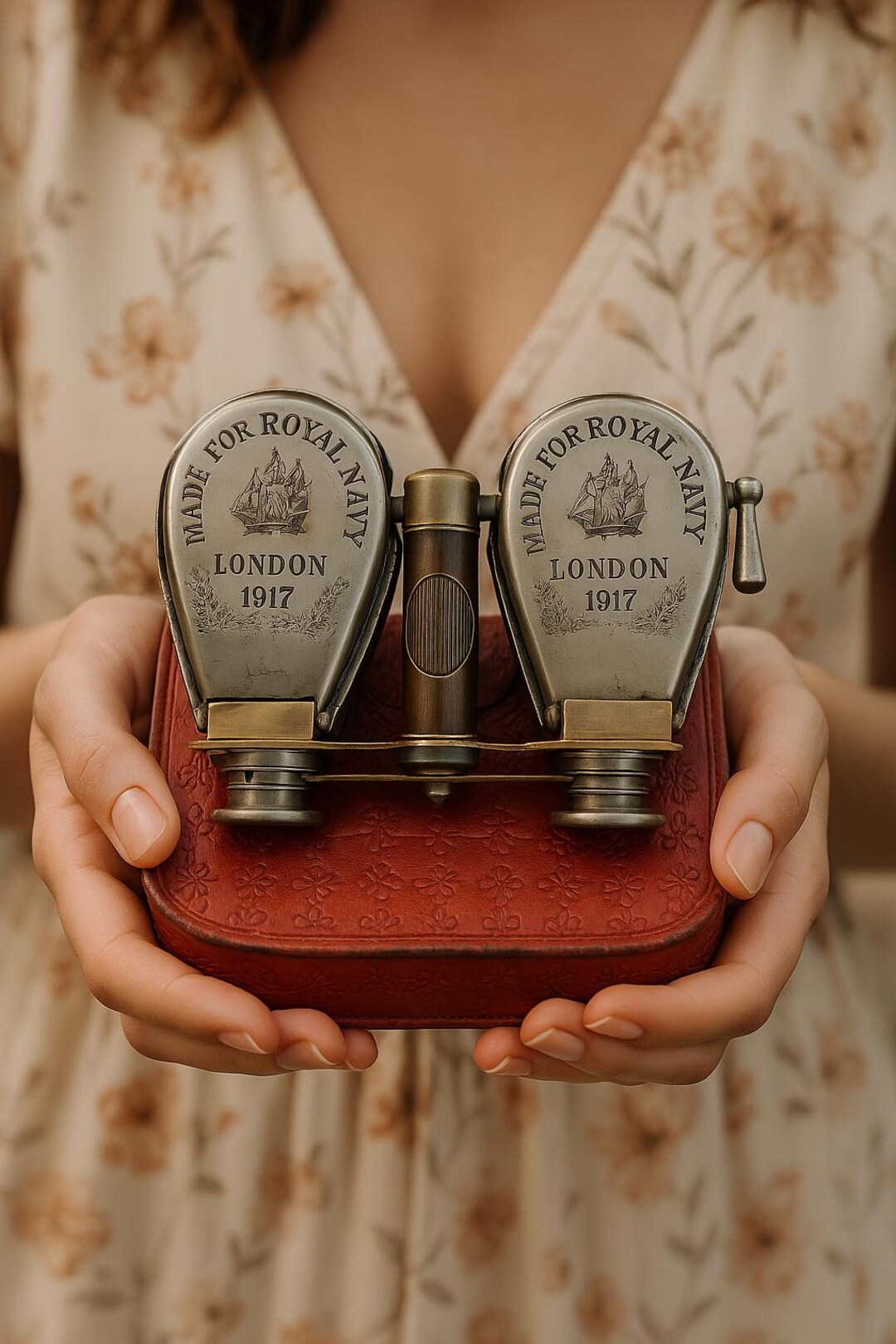 Brass Royal Navy Binoculars: London 1917 Reproduction With Floral ...