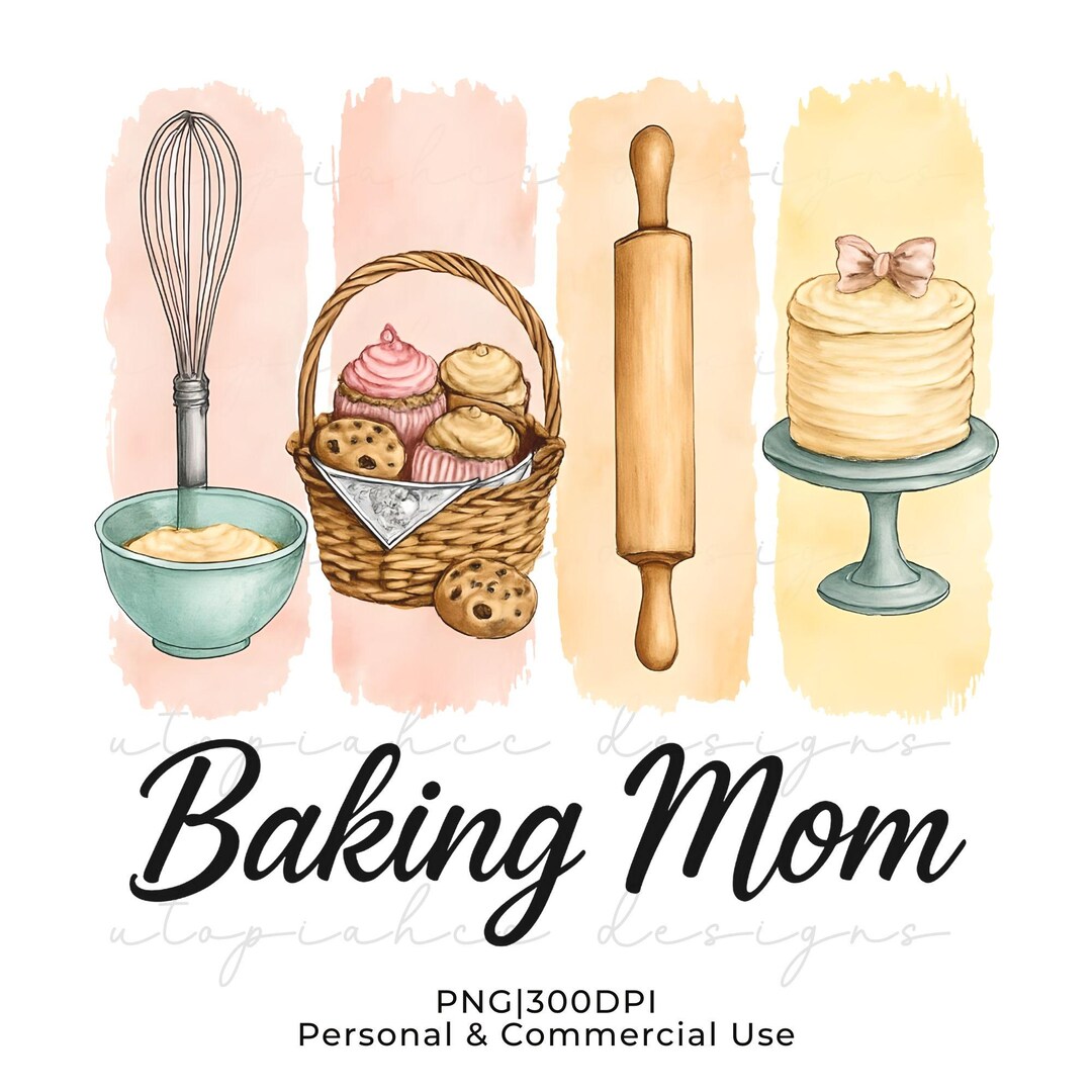 Baking Mom PNG Image, Watercolor Baking Clipart, Cupcake PNG, Cake Png ...