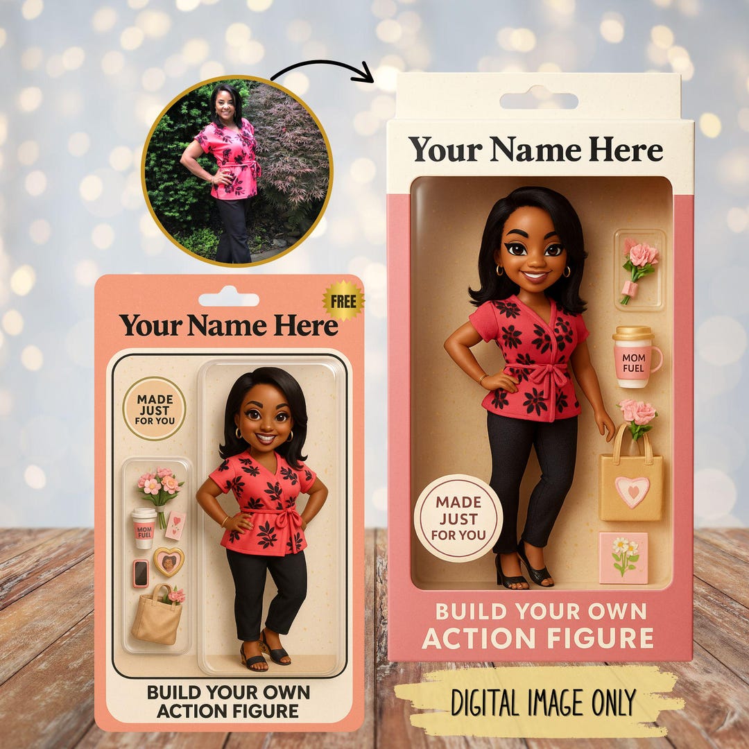 Personalized Digital Action Figure, Custom Digital Portrait, Unique Mom ...