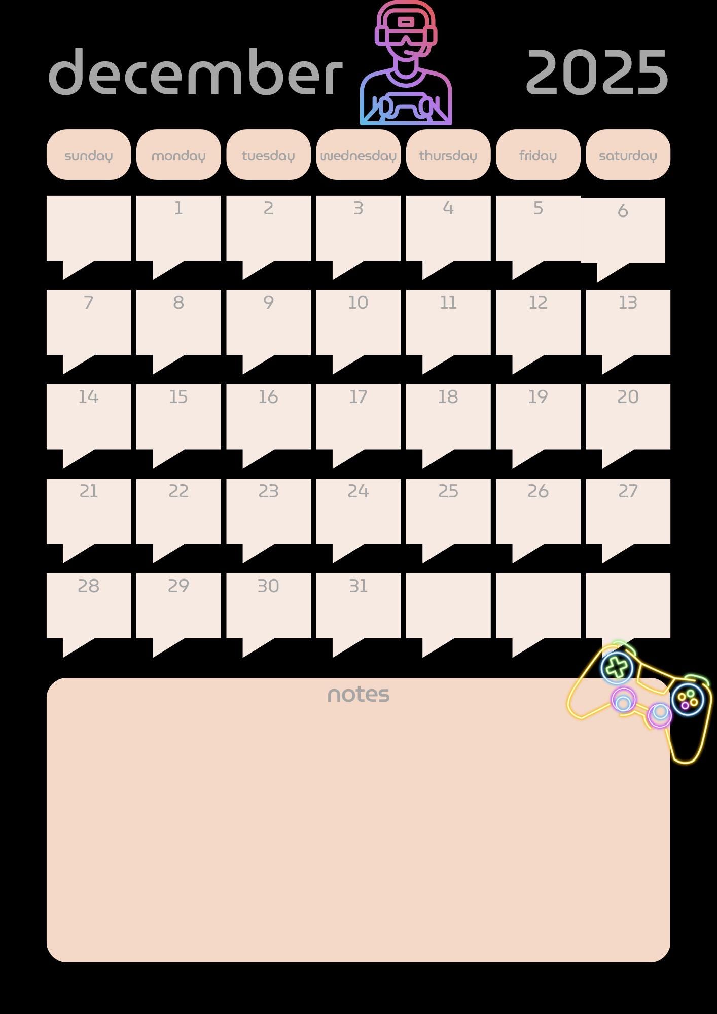 Cool 2025 Gamer Calendar / 2025 Streamer Calendar / 2025 Day Planner - Etsy