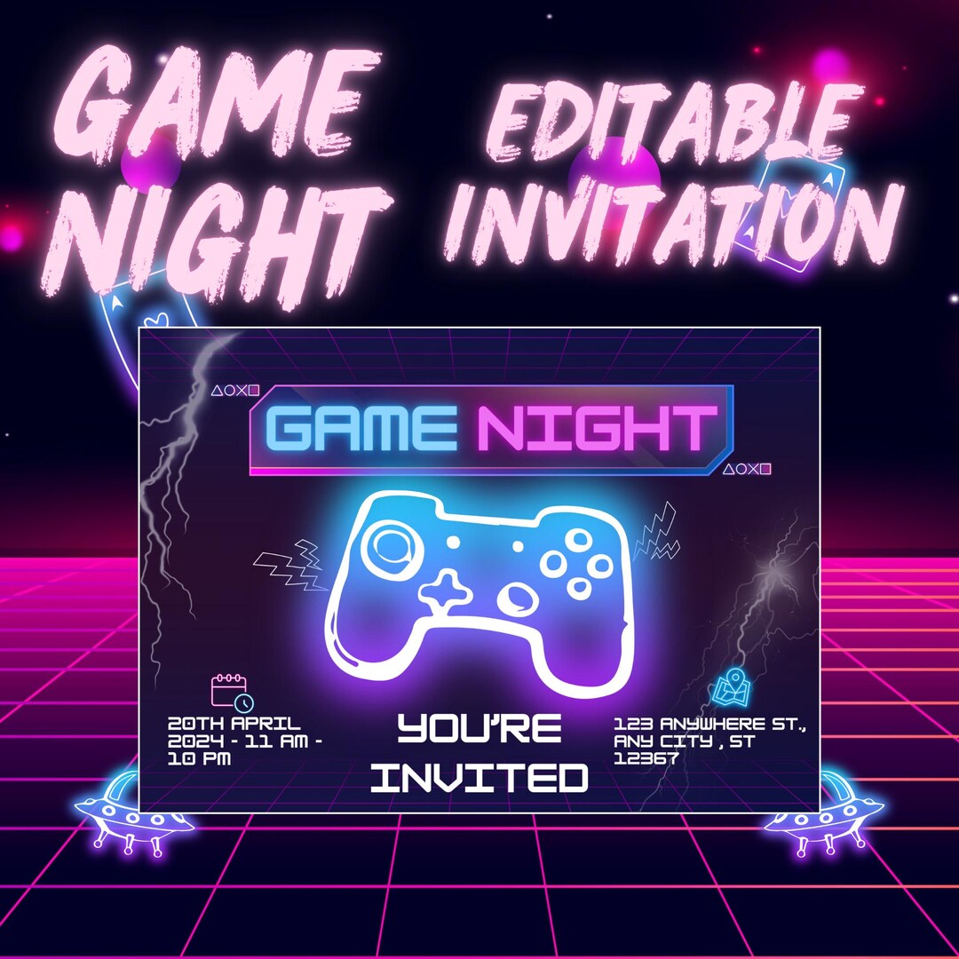Editable Game Night Invitation! - Time to Have the Squad Around! - Etsy