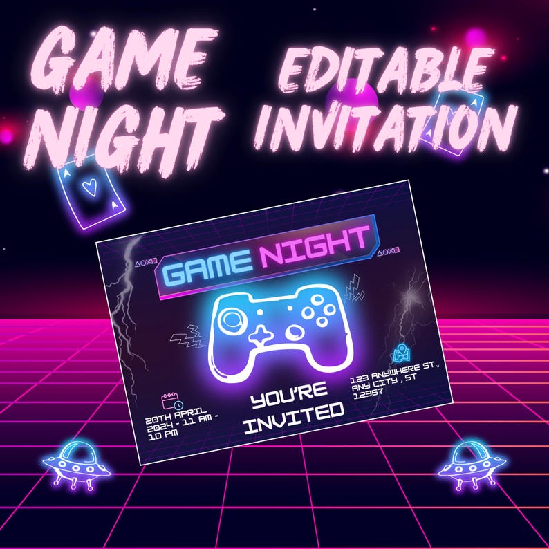 Editable Game Night Invitation! - Time to Have the Squad Around! - Etsy