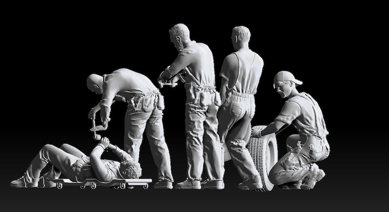 Resin Garage Kit, 10 Character STL Bundle Mechanic Miniature Set, 1/18 ...