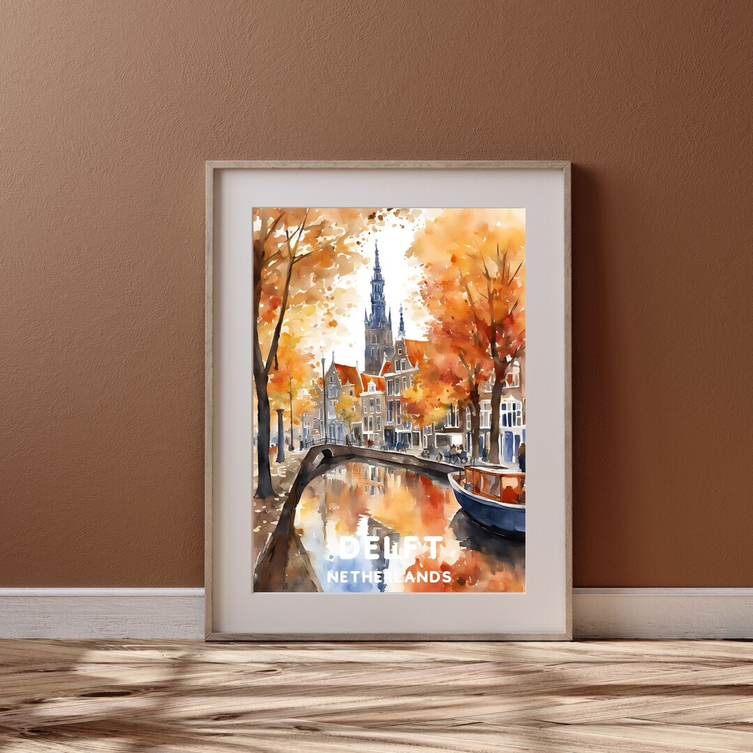 Delft Travel Art, Printable Delft City Poster, Netherlands Gift ...