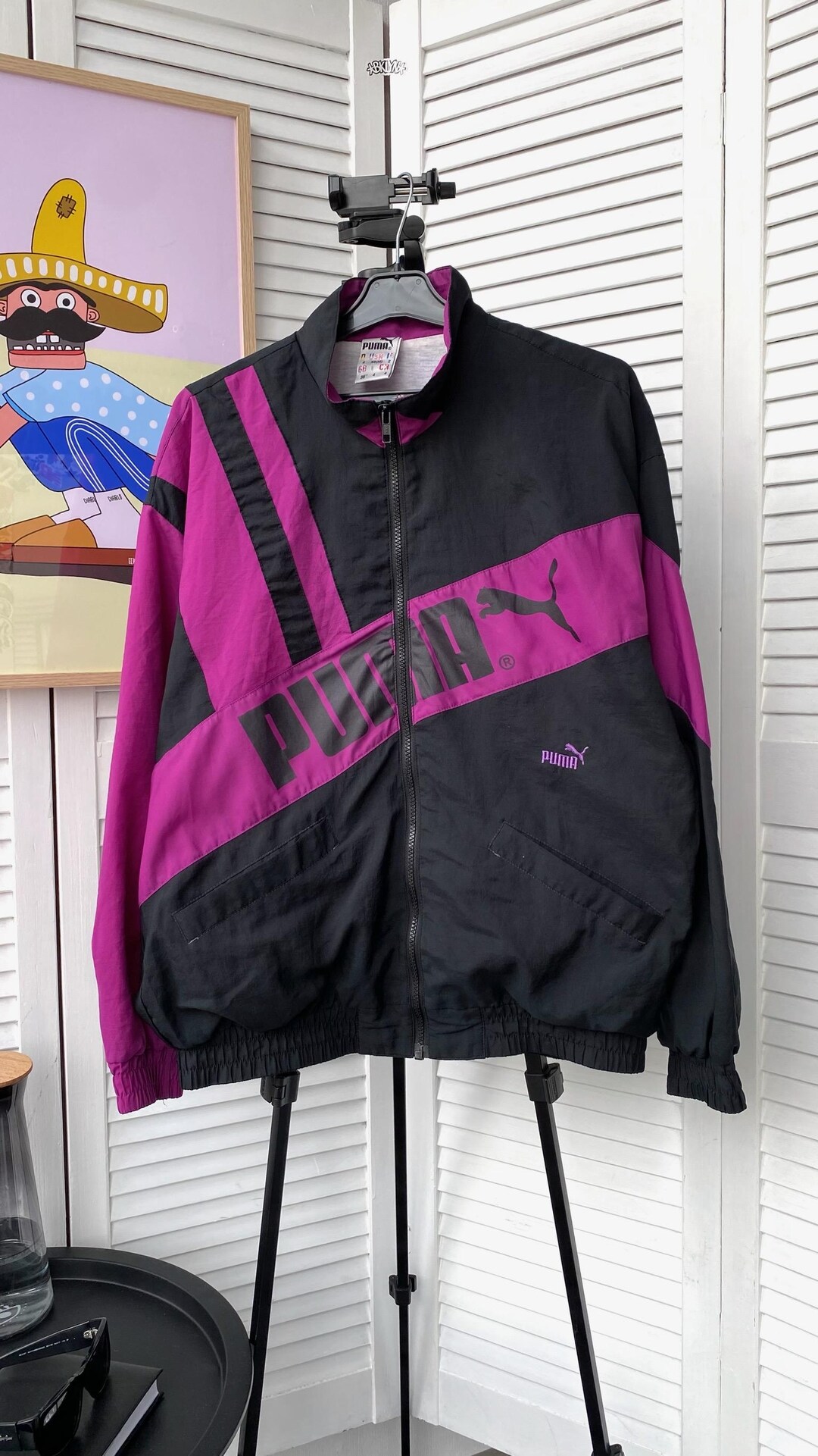 Vintage Puma Track Retro Jacket 90s 80s Black Purple - Etsy