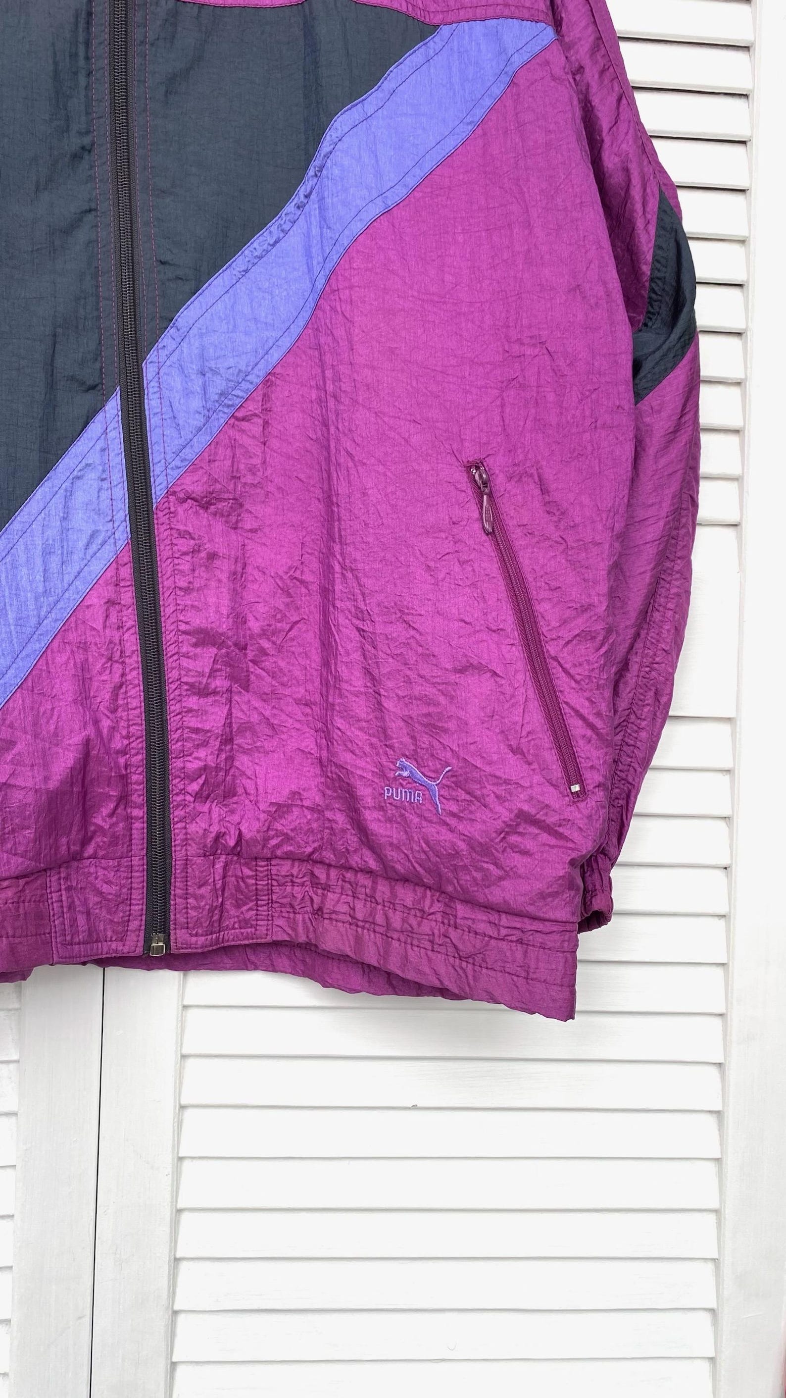 Vintage Puma Track Retro Striped Nylon Jacket 90s 80s Purple - Etsy