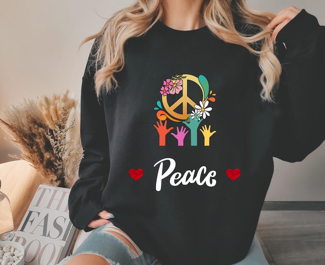 Peace Sign Sweatshirt, Peace and Love Sweatshirt, Peace Symbol T-shirt ...