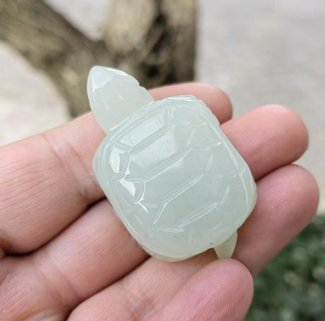 Natural Jade Stone Sea Turtle Statue Hand-carved Crystal Quartz Mineral ...