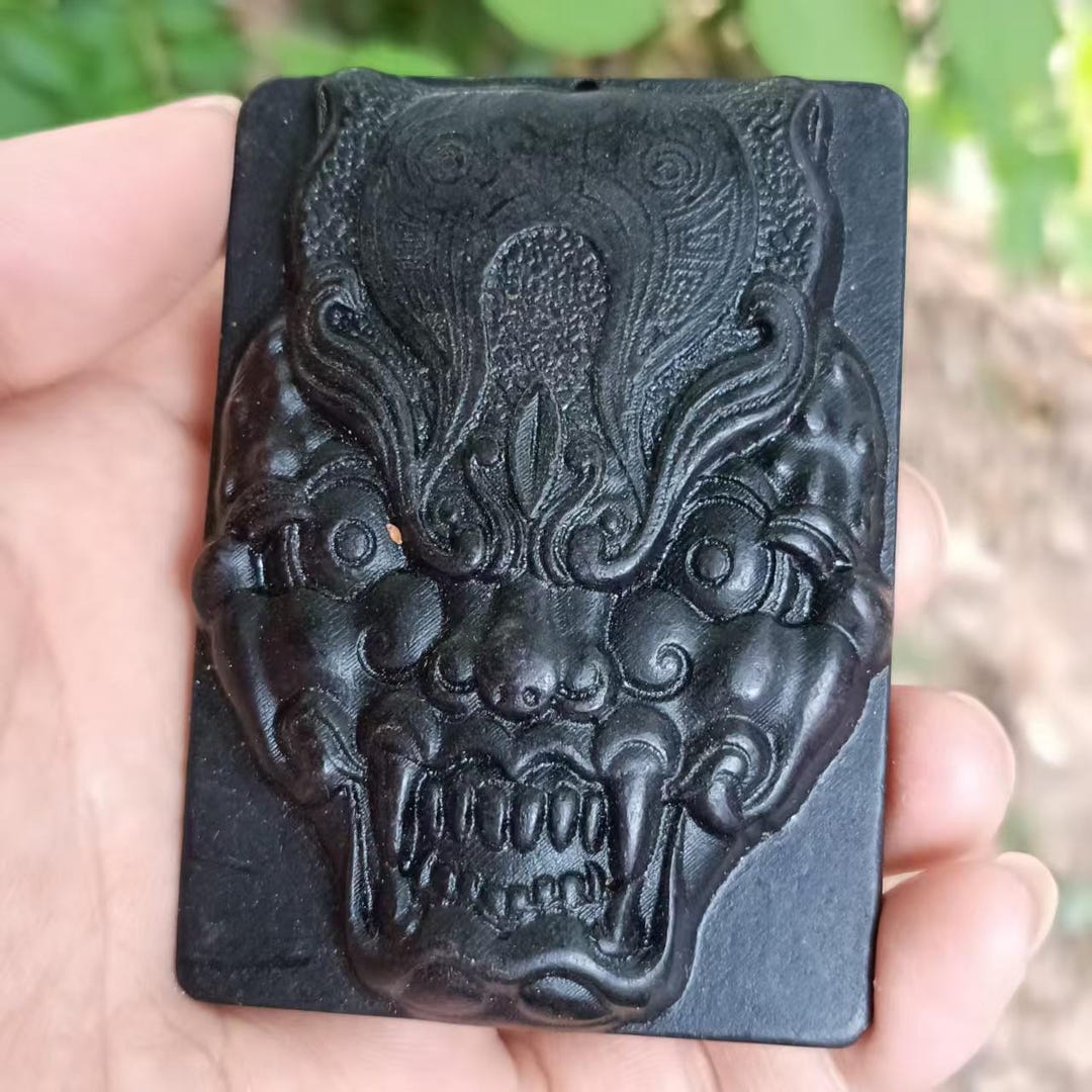 Natural Iron Meteorite Beast Face Carved Magnetic Pendant - Etsy