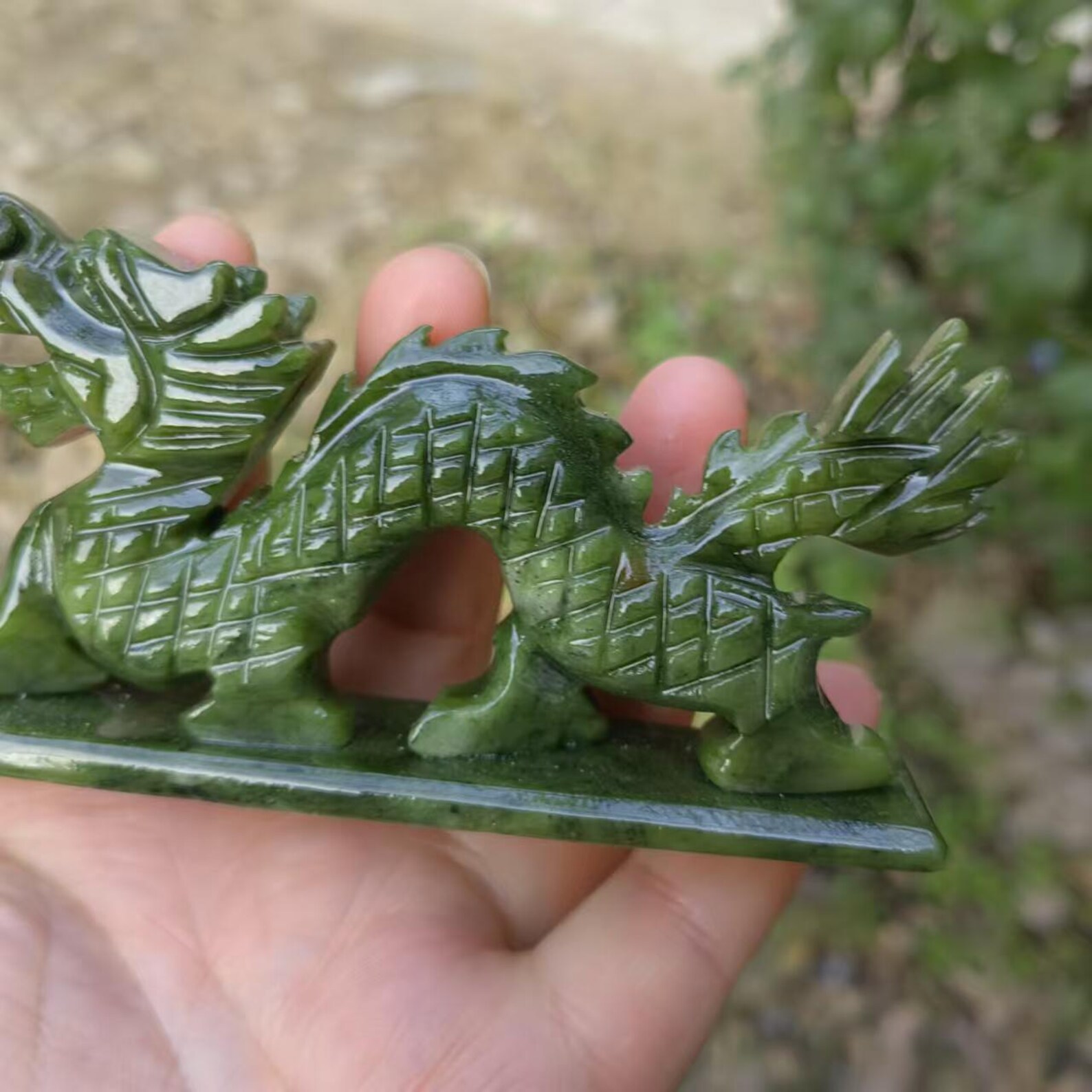 Hand-carved Green Jade Dragon Statue, Fengshui Decor - Etsy