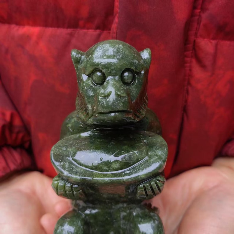 Green Crystal Monkey Statue, Feng Shui Healing Stone Ornament - Etsy