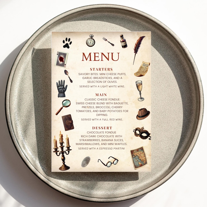 Murder Mystery Dinner Printable Party Template: Invitations, Menu, and ...