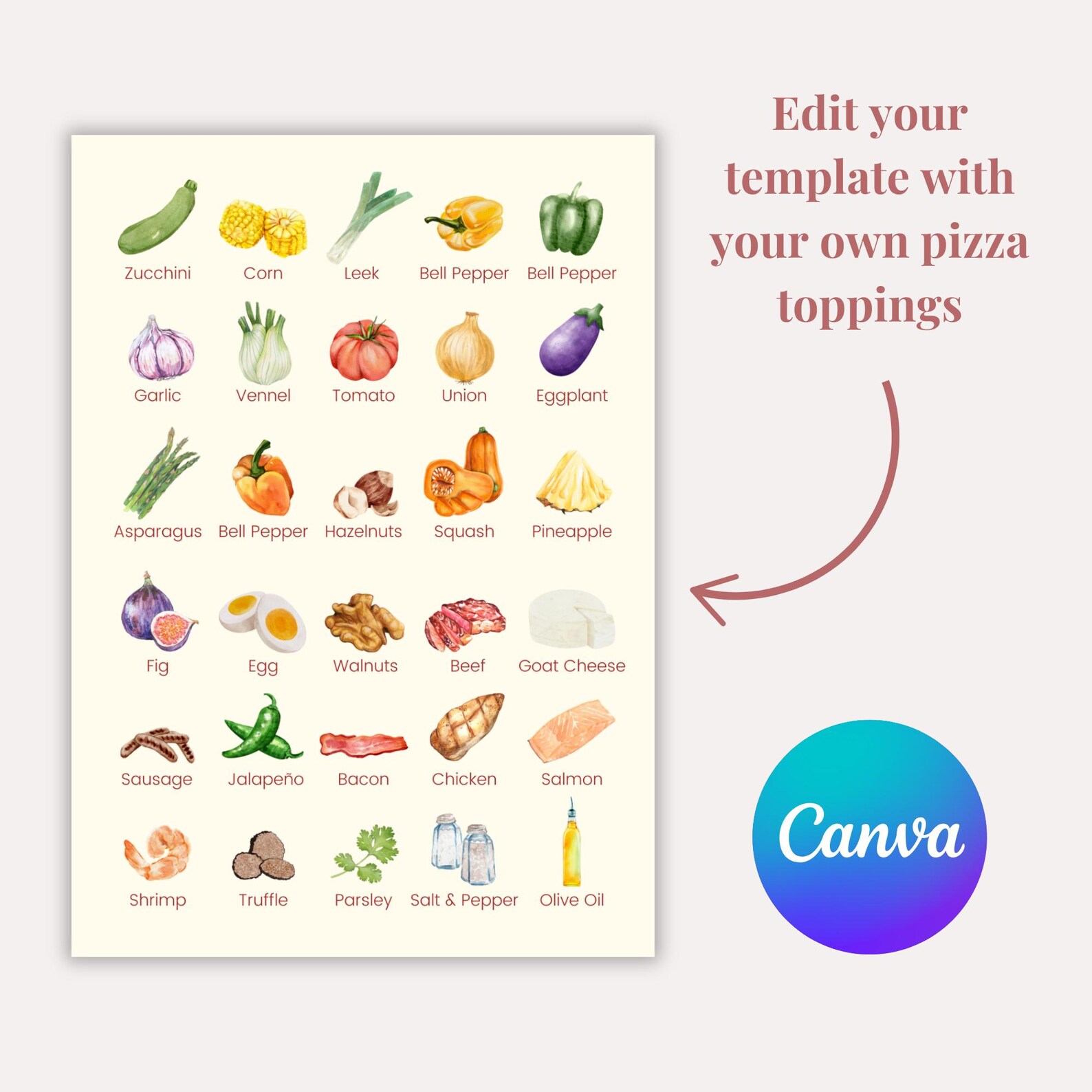 Printable Pizza Party Invitation, Toppings Menu & Name Cards | Birthday Pizza Night Decor | DIY ...