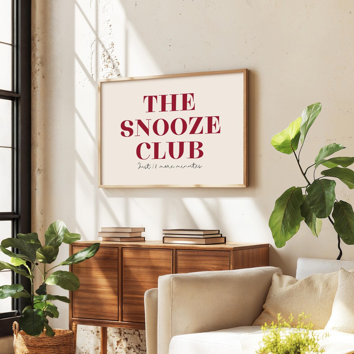 The Snooze Club Trendy Wandkunst Burgund druckbare horizontale ...