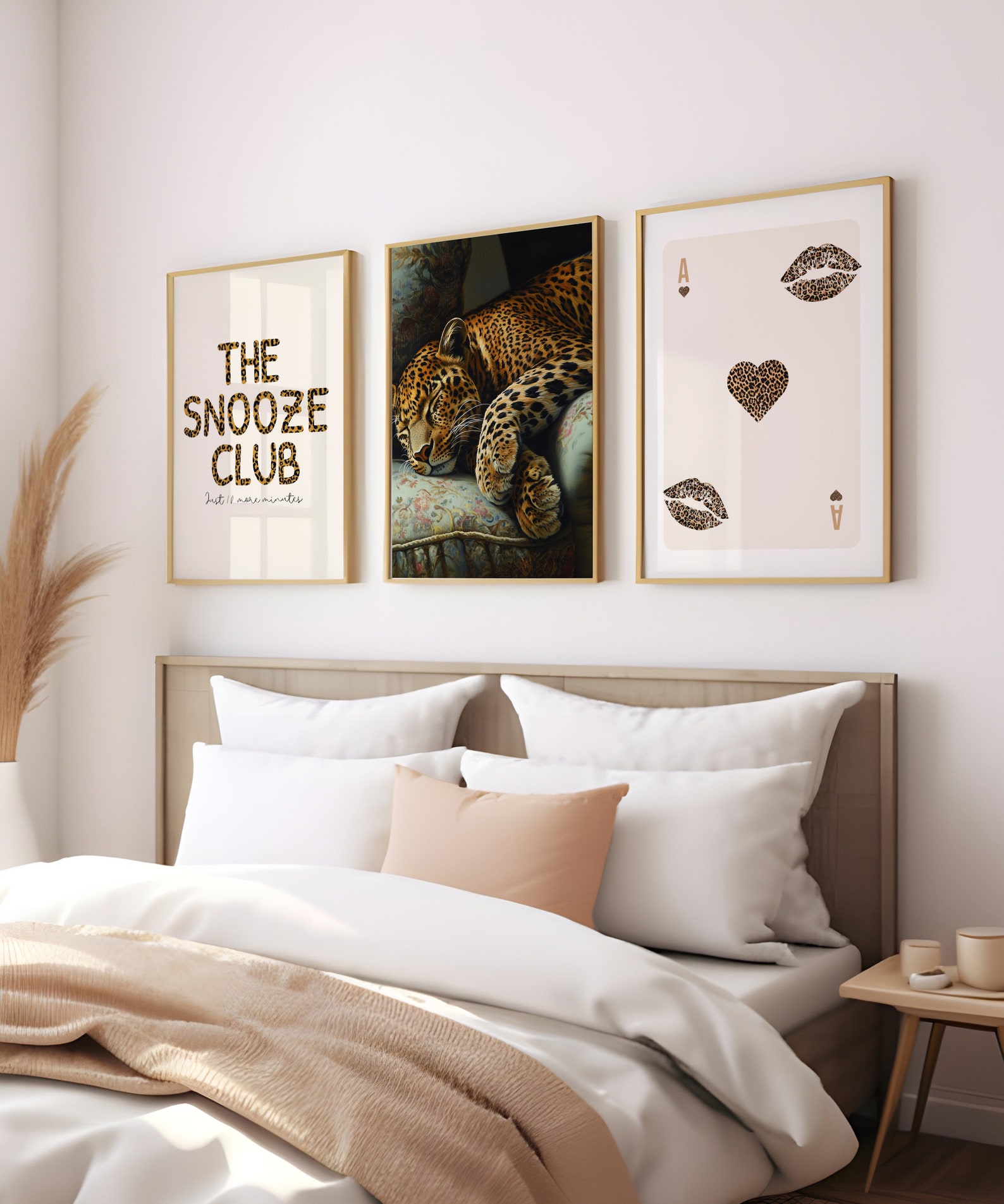 Leopard Print Set of 3 Trendy Wall Art Bedroom Wall Art Stay in Bed ...