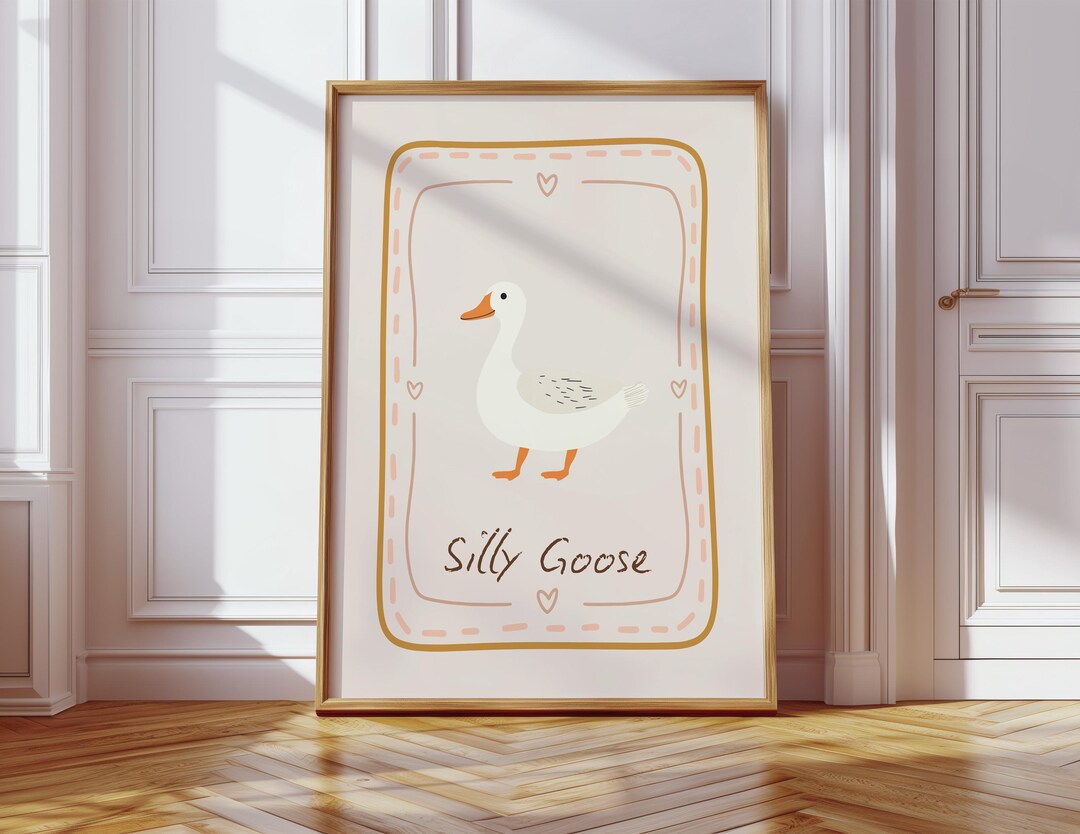 Silly Goose Print Trendy Wall Art Apartment Decor Retro Wall Art Quirky ...