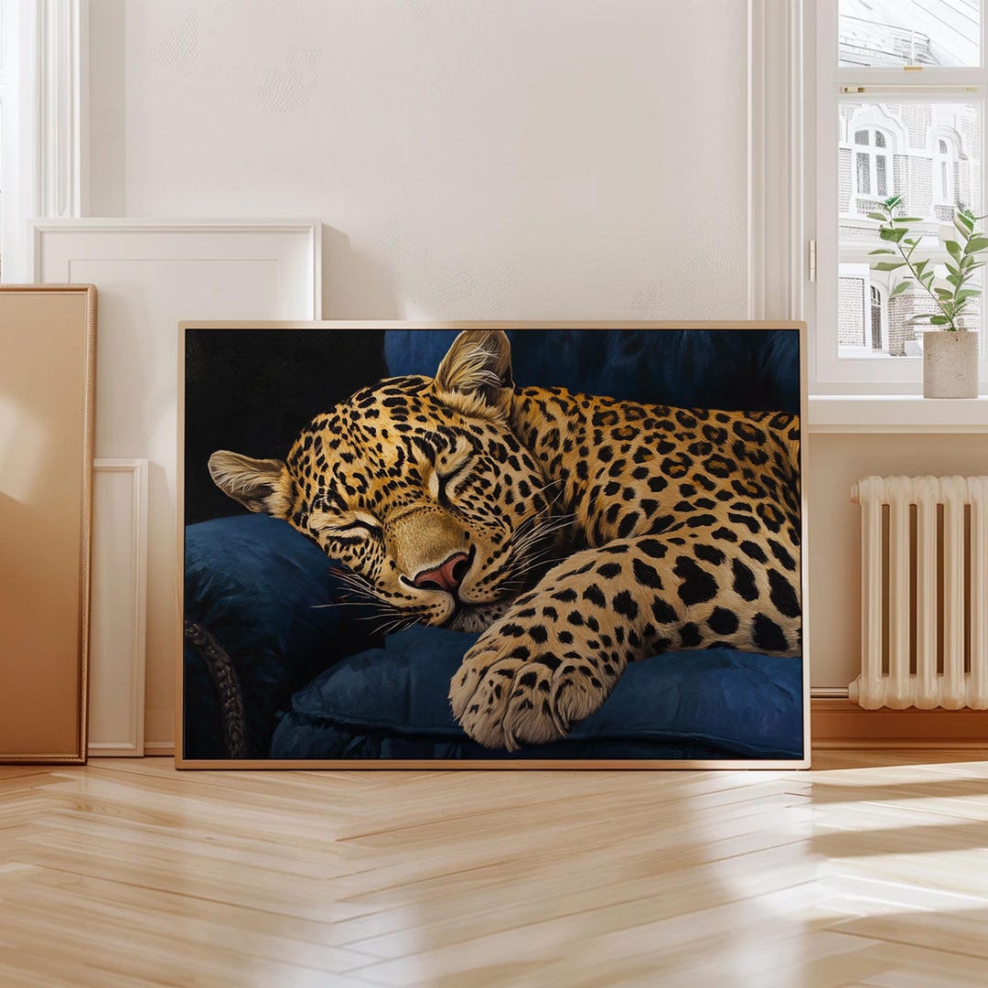 Horizontal Sleeping Leopard Wall Art Print Home Decor Cheetah Print ...