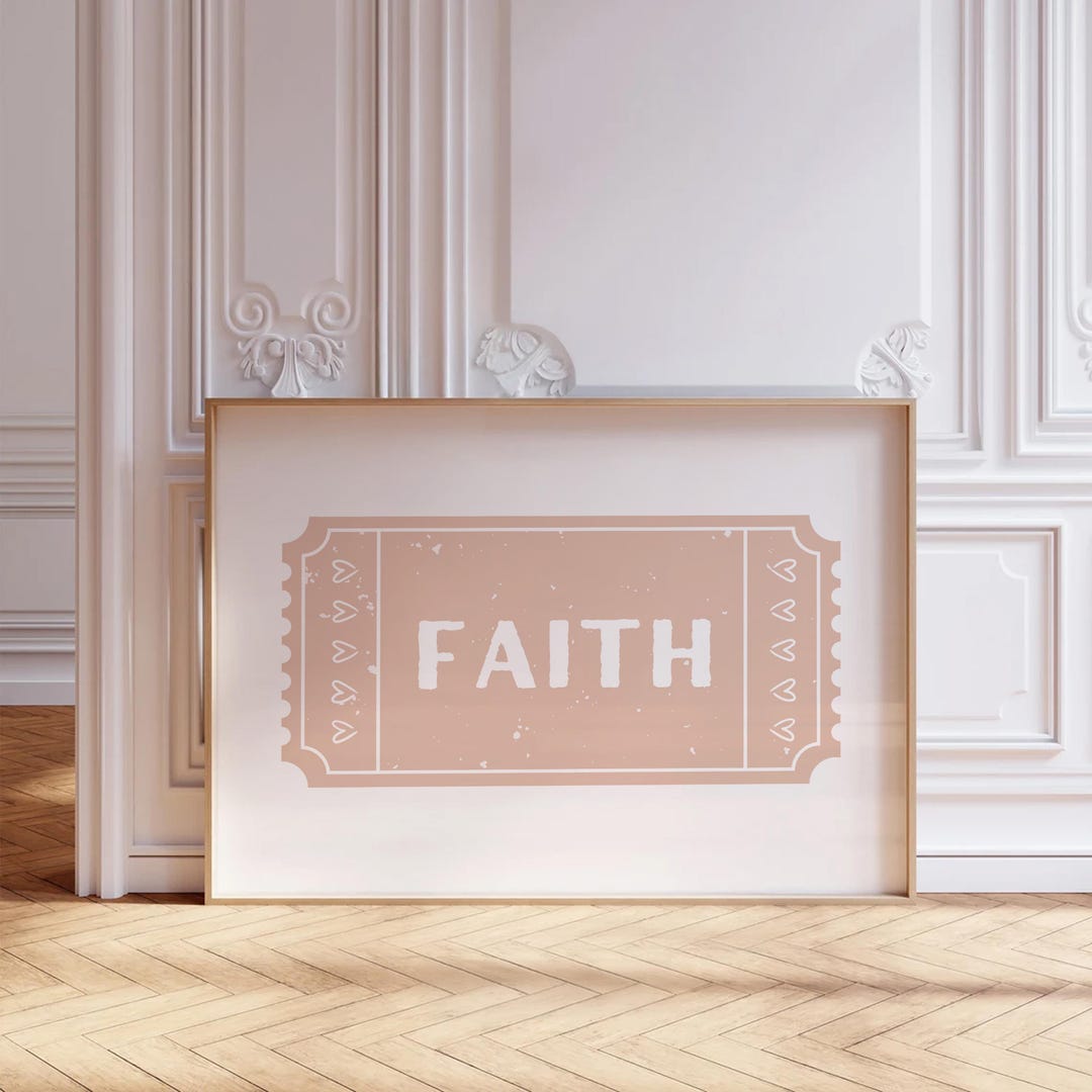 Faith Ticket Horizontal Poster Beige Wall Art Christian Printable Bible ...