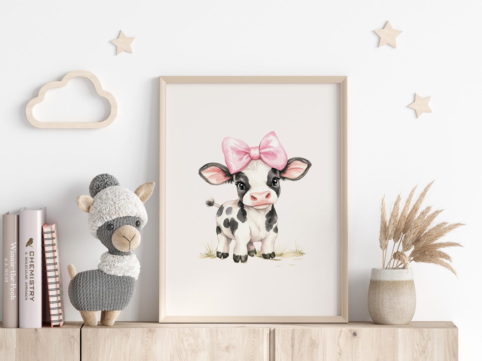 Cute Baby Cow Nursery Print Kids Farm Animal Room Wall Decor Baby ...