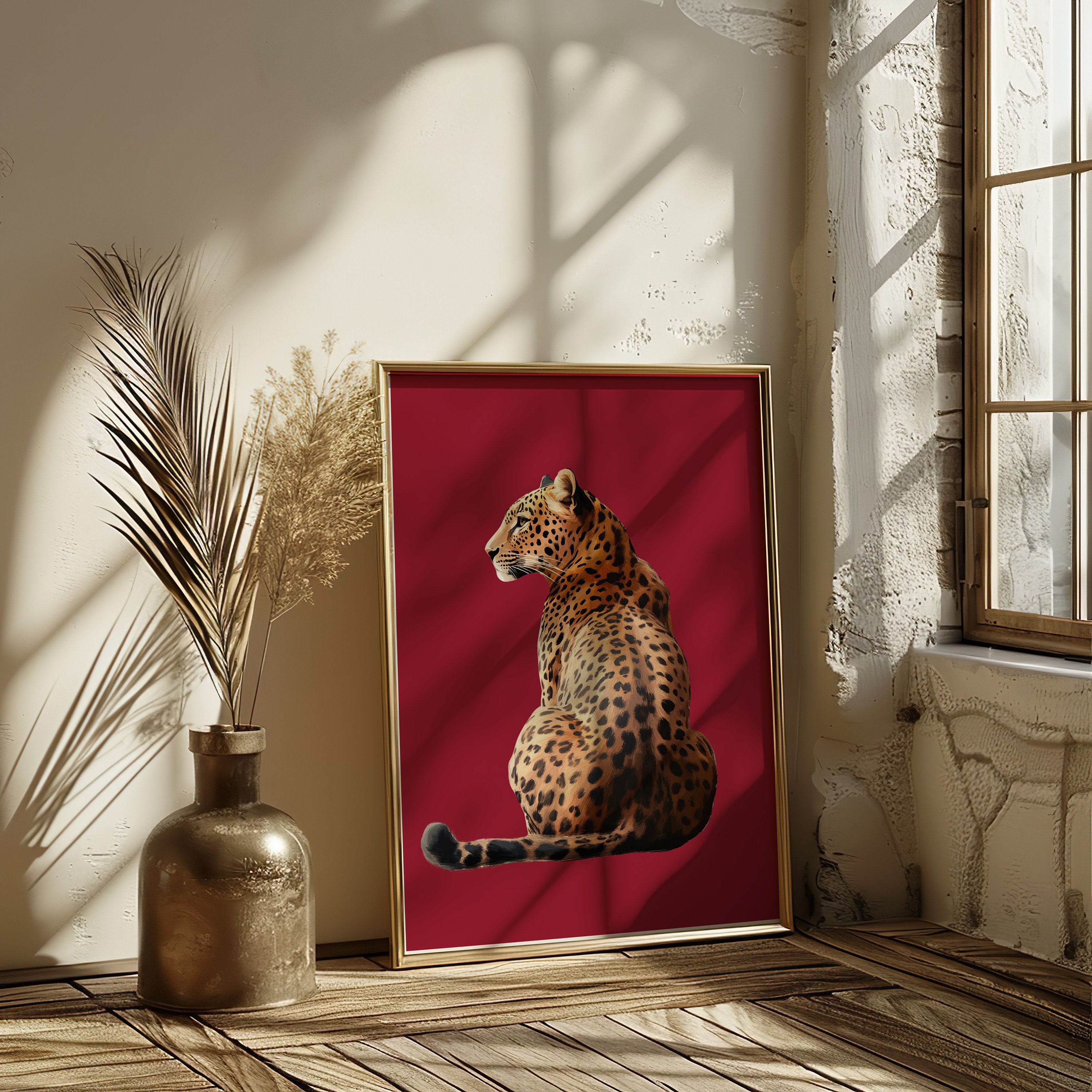 Trendy Leopard Print Wall Art Cheetah Print Retro Wall Decor Digital ...