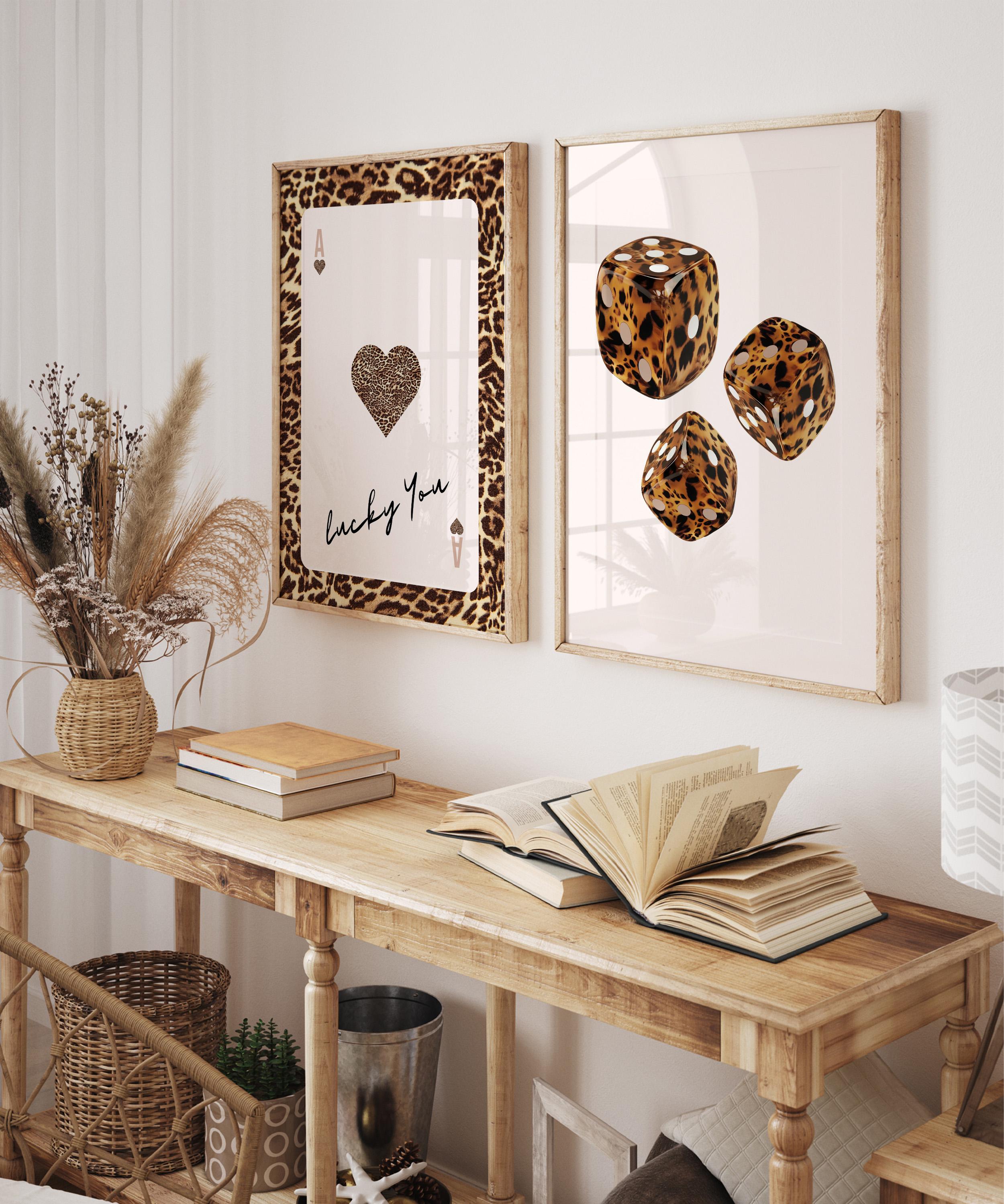 Leopard Wall Art Lucky You Dice Print Set of 3 Y2K Trendy Animal Print ...