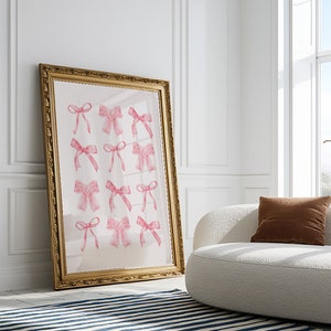 Coquette Room Decor Pink Bows Girly Poster Aesthetic Neutral Wall Art ...