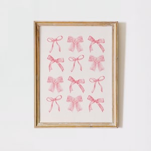 Coquette Room Decor Pink Bows Girly Poster Aesthetic Neutral Wall Art ...
