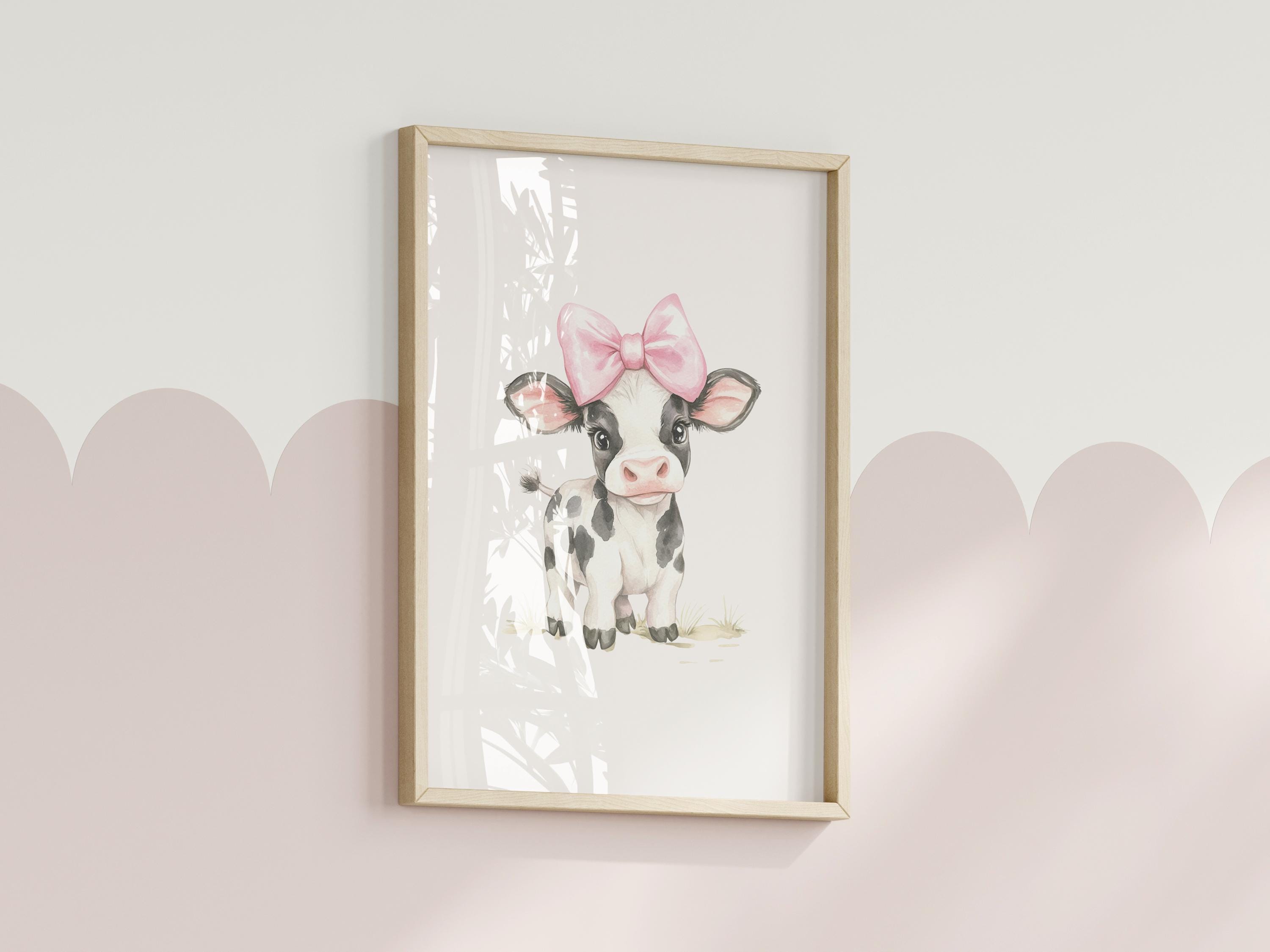 Cute Baby Cow Nursery Print Kids Farm Animal Room Wall Decor Baby ...