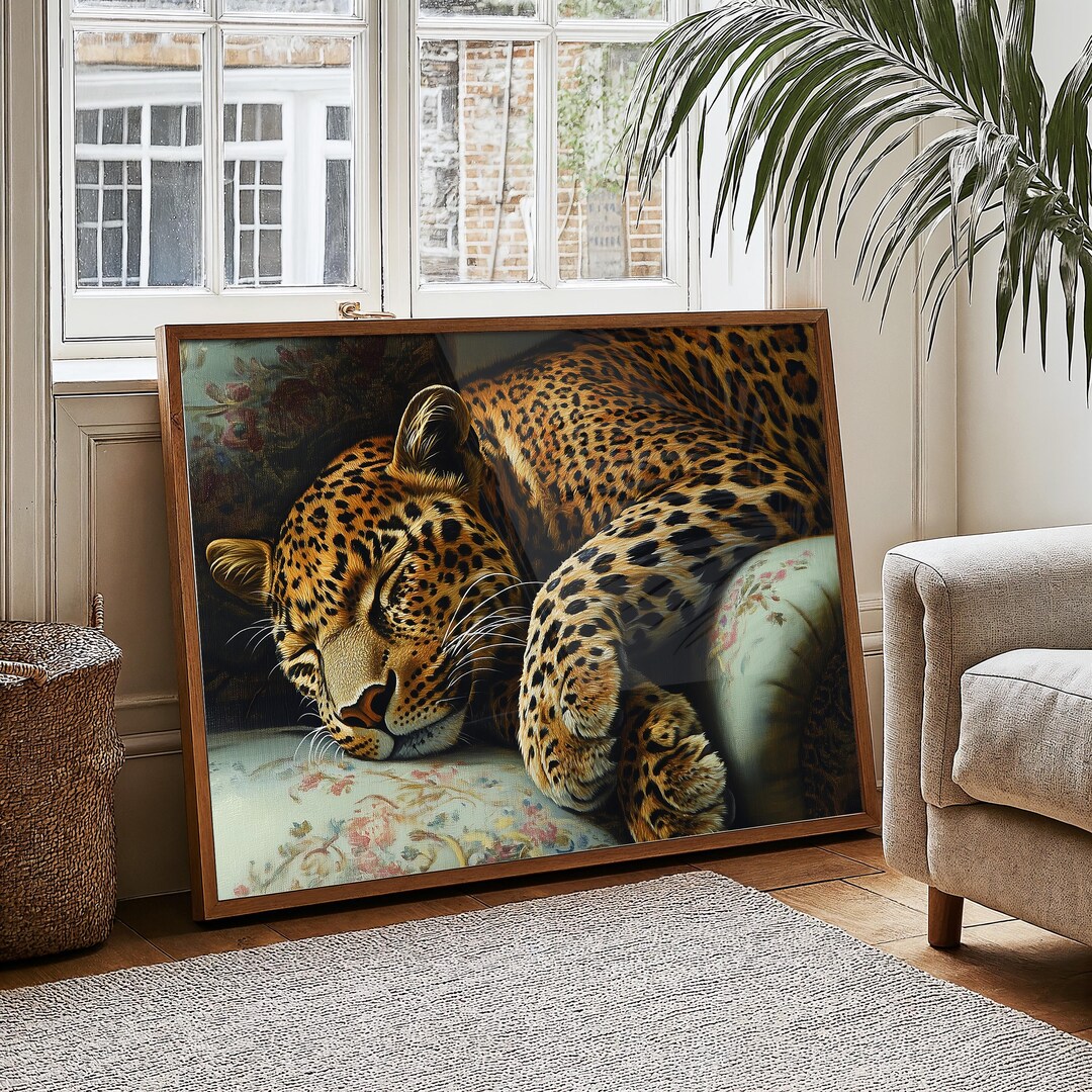 Horizontal Leopard Wall Art Elegant Home Decor Cheetah Print Jungle ...