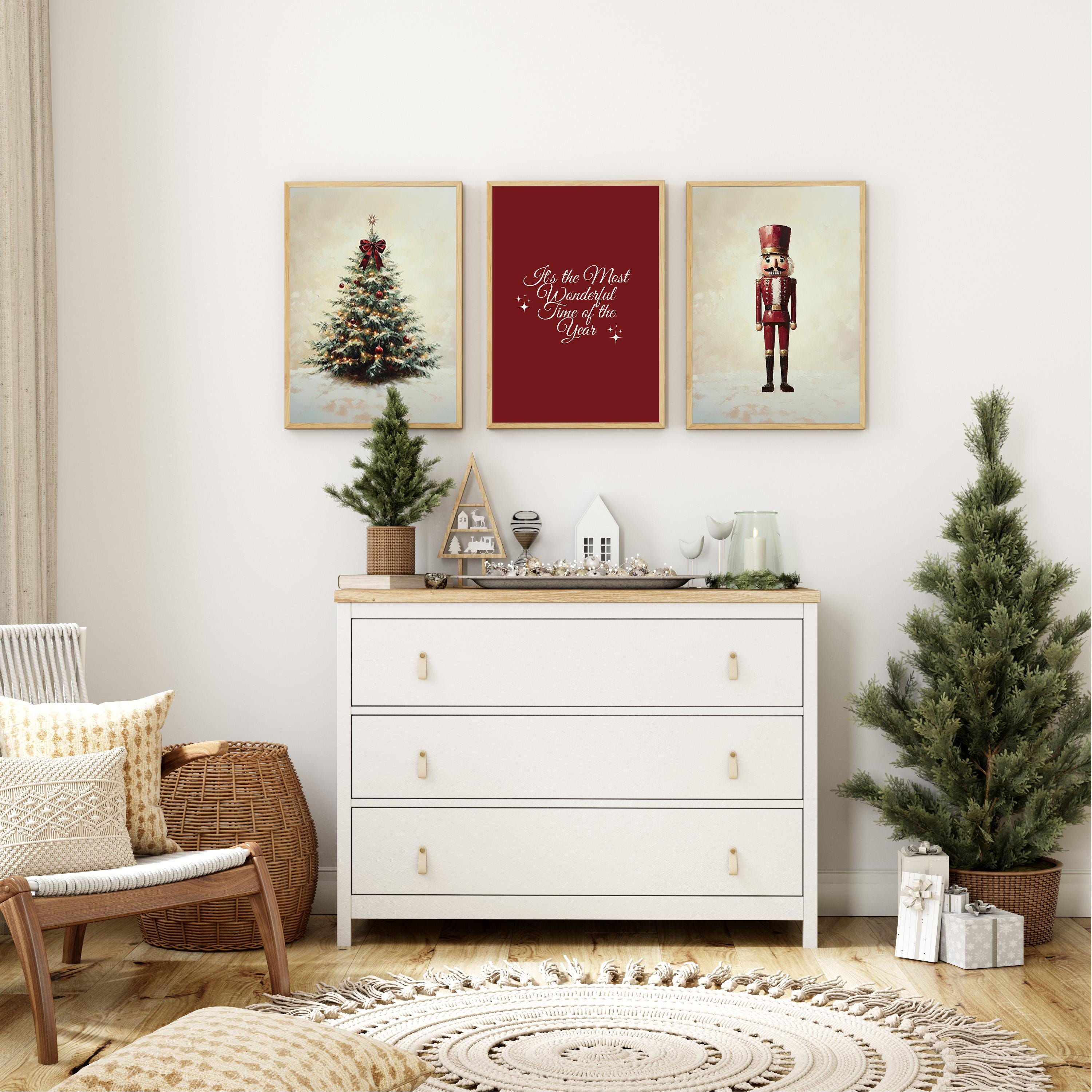 Christmas Print Set of 3 Wall Art Christmas Nutcracker Print Xmas Tree ...