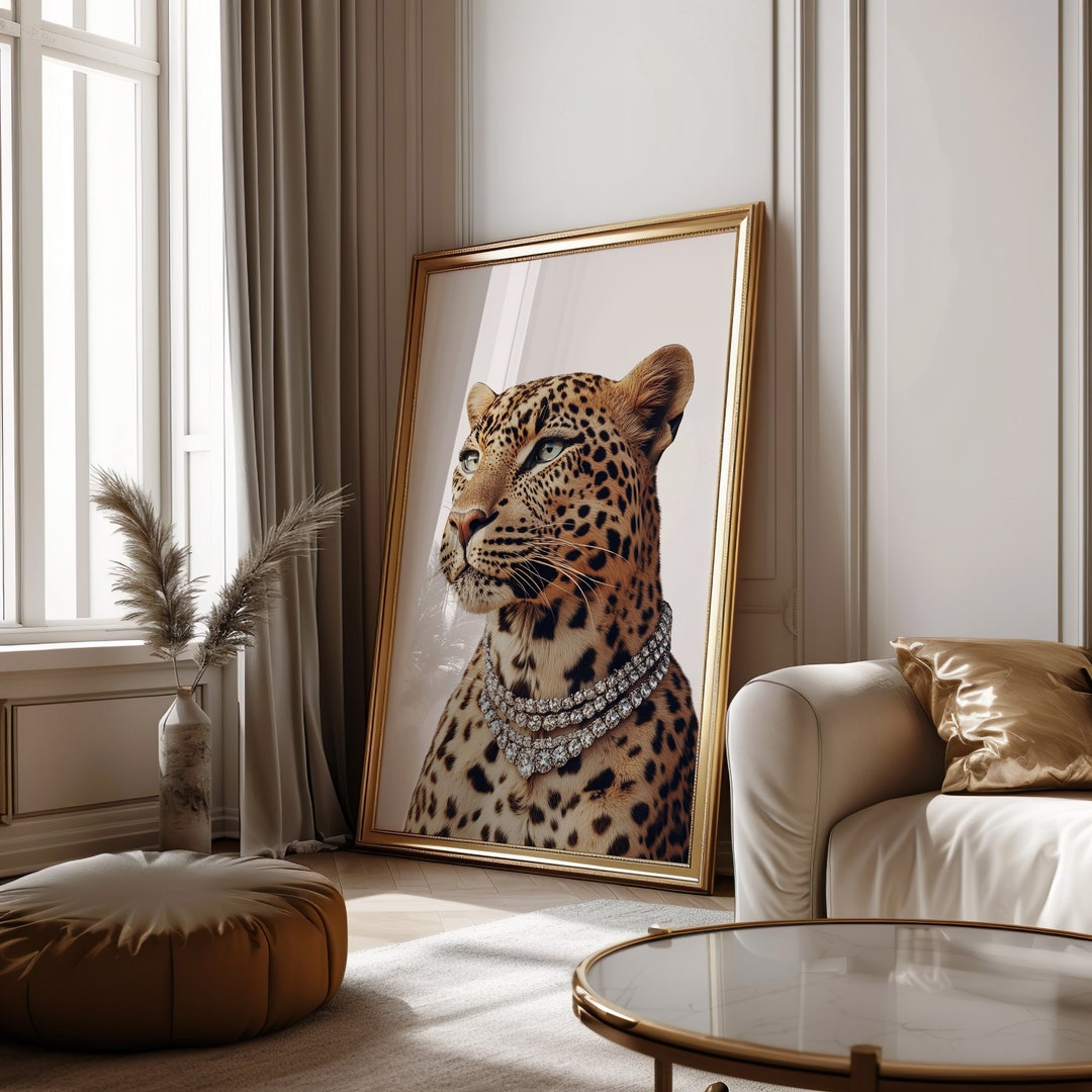 Trendy Chic Leopard Print Wall Art Cheetah Diamonds Print Home Decor ...