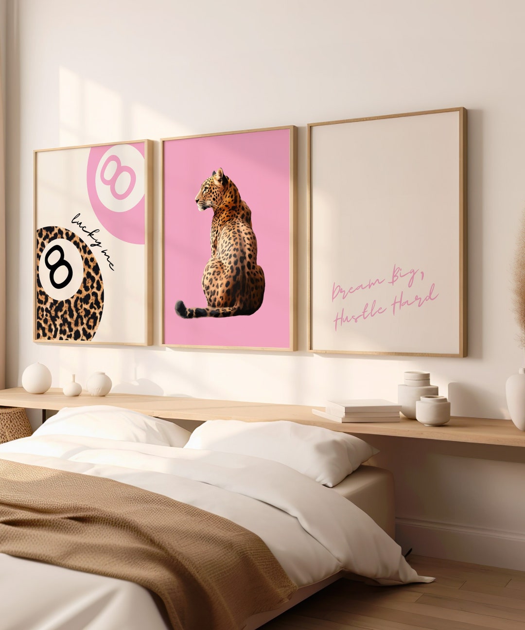 Set of 3 Leopard Wall Art Vintage Prints Leopard Cheetah Print 8 Ball ...