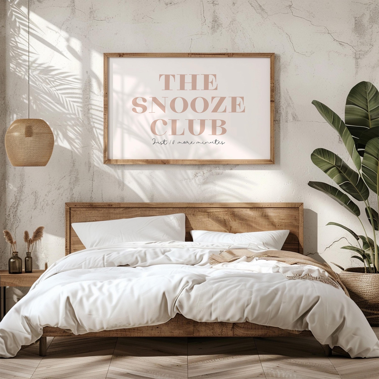 The Snooze Club Trendy Horizontal Wall Art Beige Printable Bedroom ...