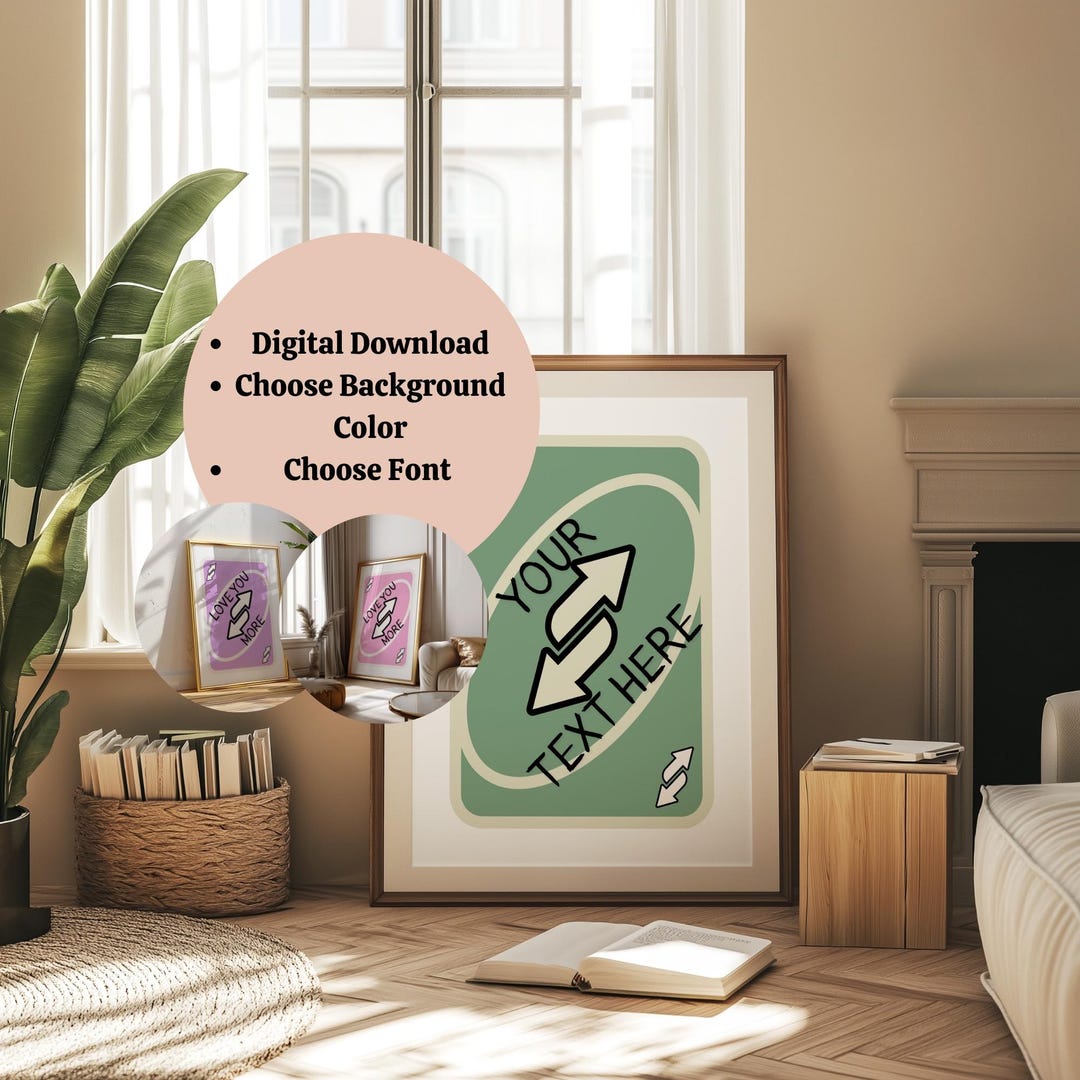 Custom Uno Reverse Card Print Trendy Wall Art Playing Card Personalized ...