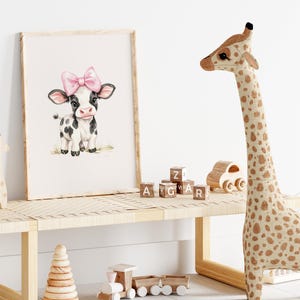 Cute Baby Cow Nursery Print Kids Farm Animal Room Wall Decor Baby ...